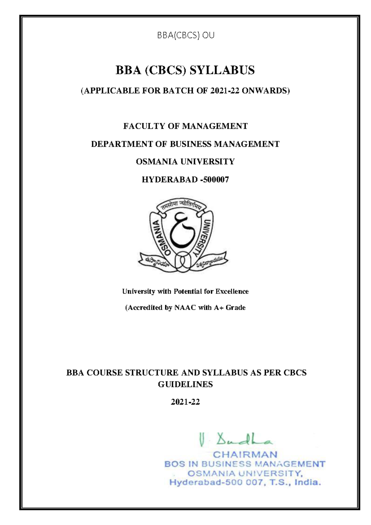 BBA CBCS Syllabus Final - BBA (CBCS) SYLLABUS (APPLICABLE FOR BATCH OF ...