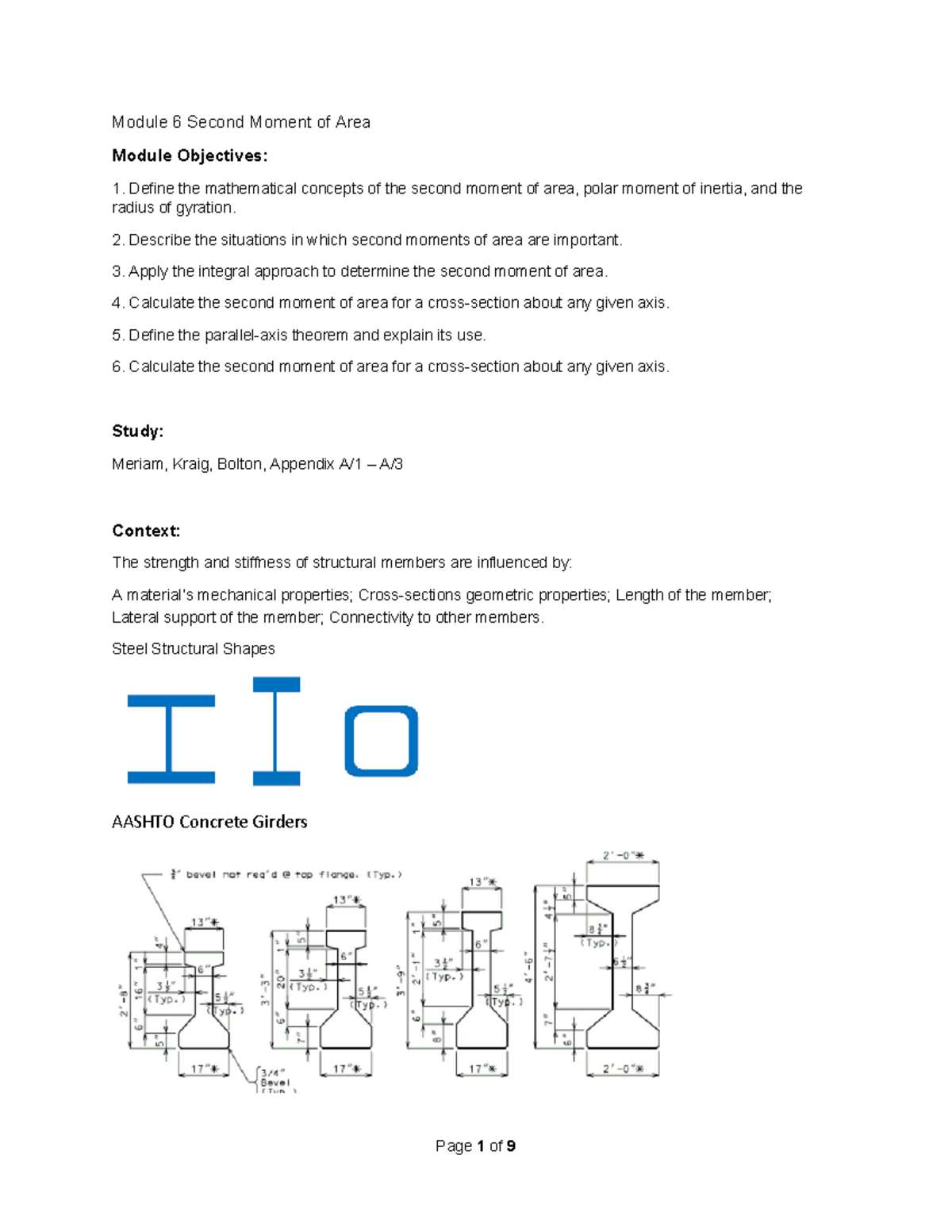 CVEEN 2010 Module 6 Note - Module 6 Second Moment of Area Module ...
