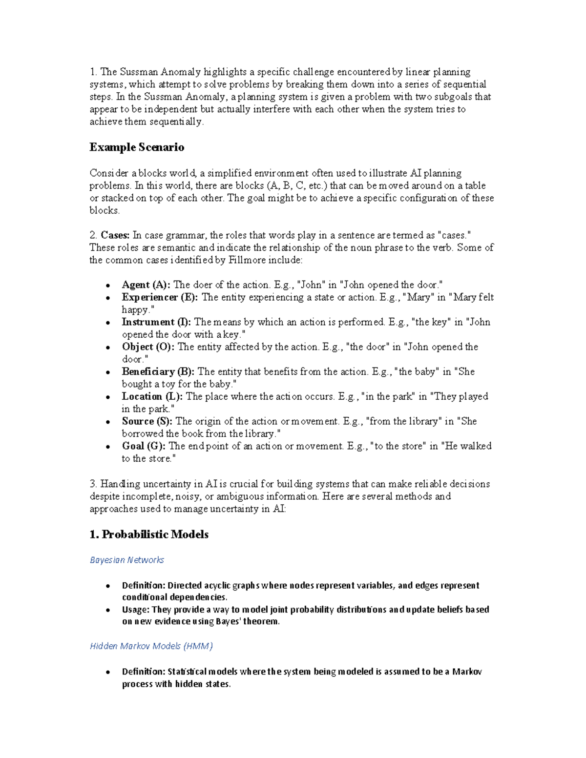 SUSMAN ALGORITHAM ,NLP PHASES,UNCERAINYY PRINCIPLES - 1. The Sussman ...
