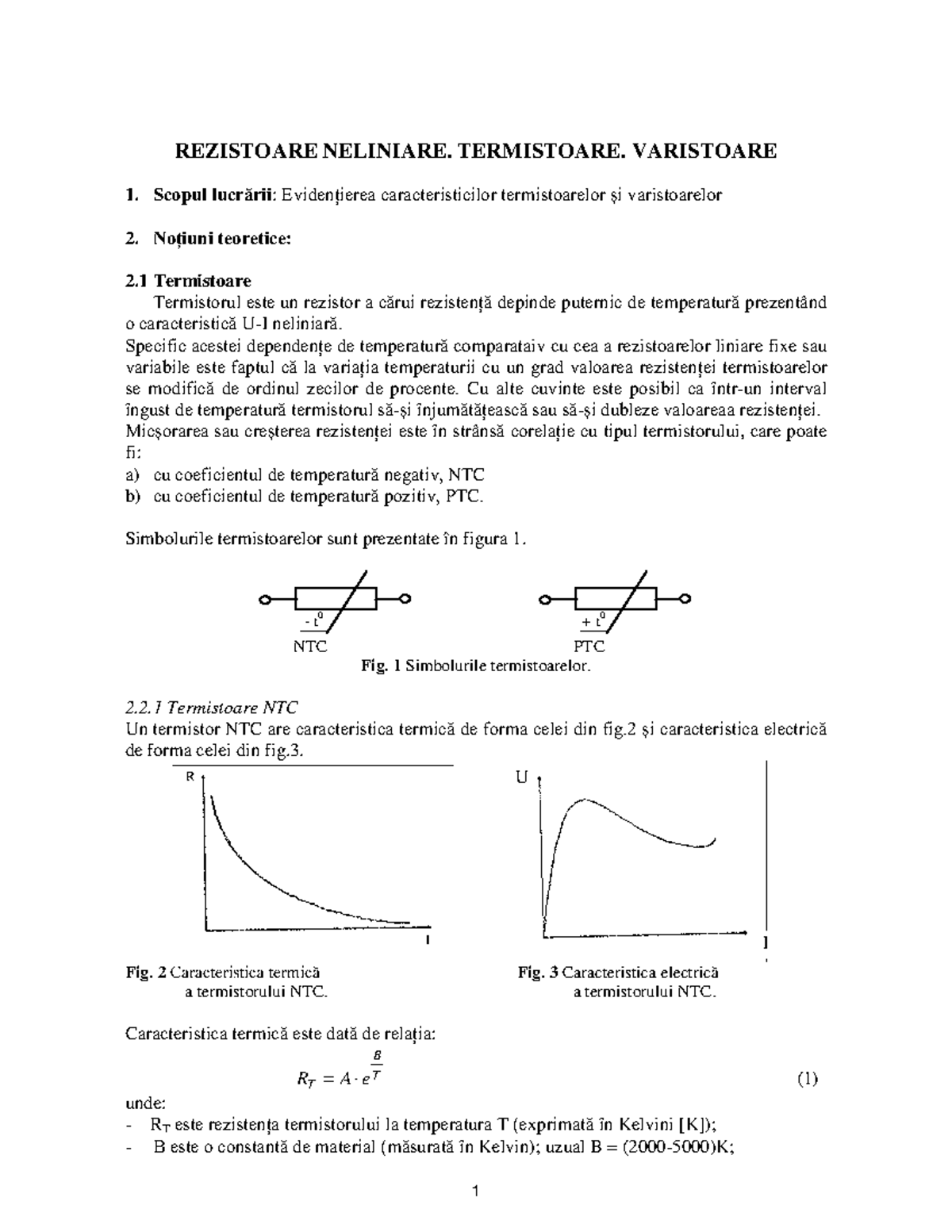 Rezistoare neliniare termistoare varistoare - REZISTOARE NELINIARE ...