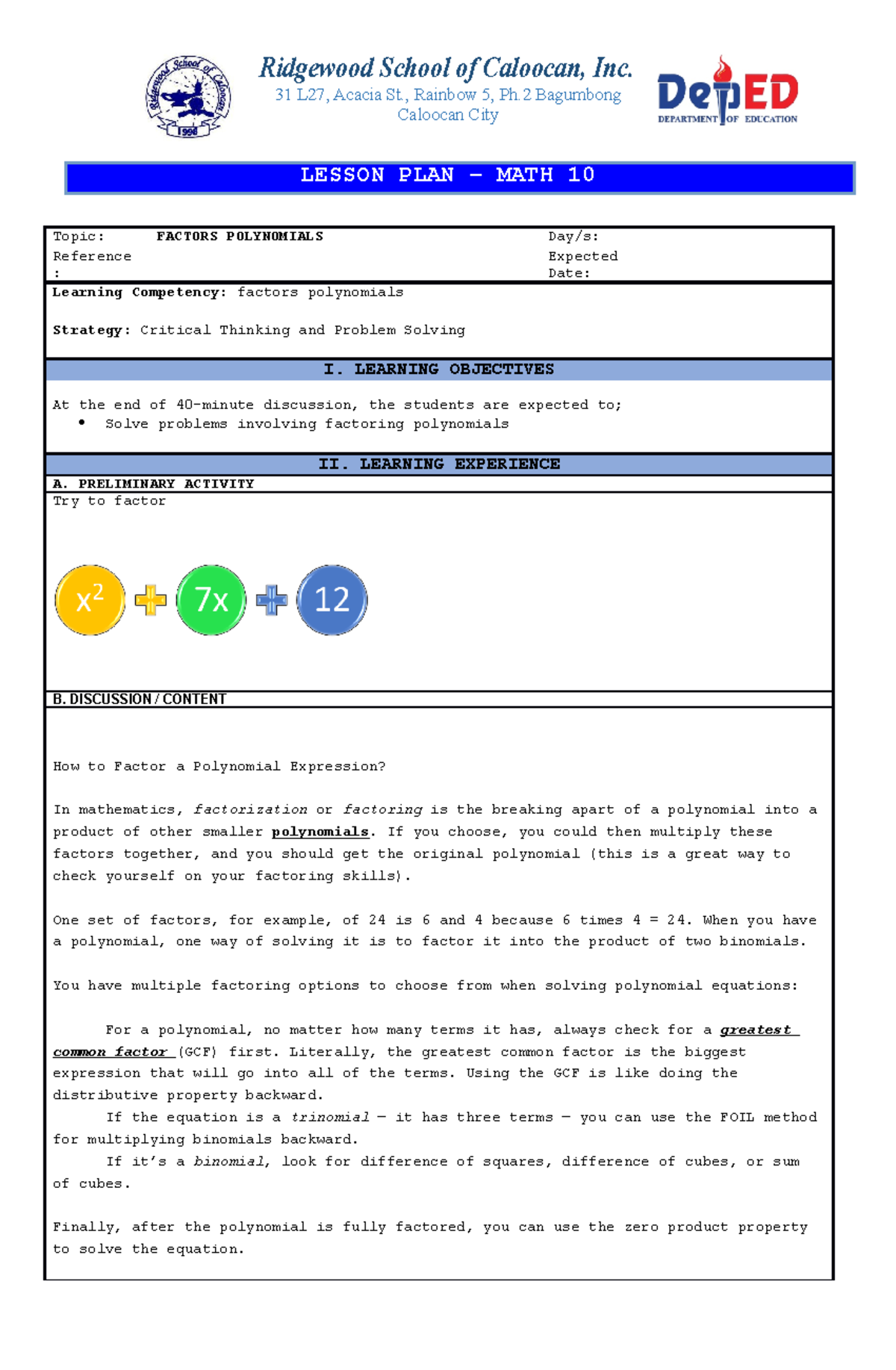 Ridgewood High School Math Curriculum at Heather Richards blog