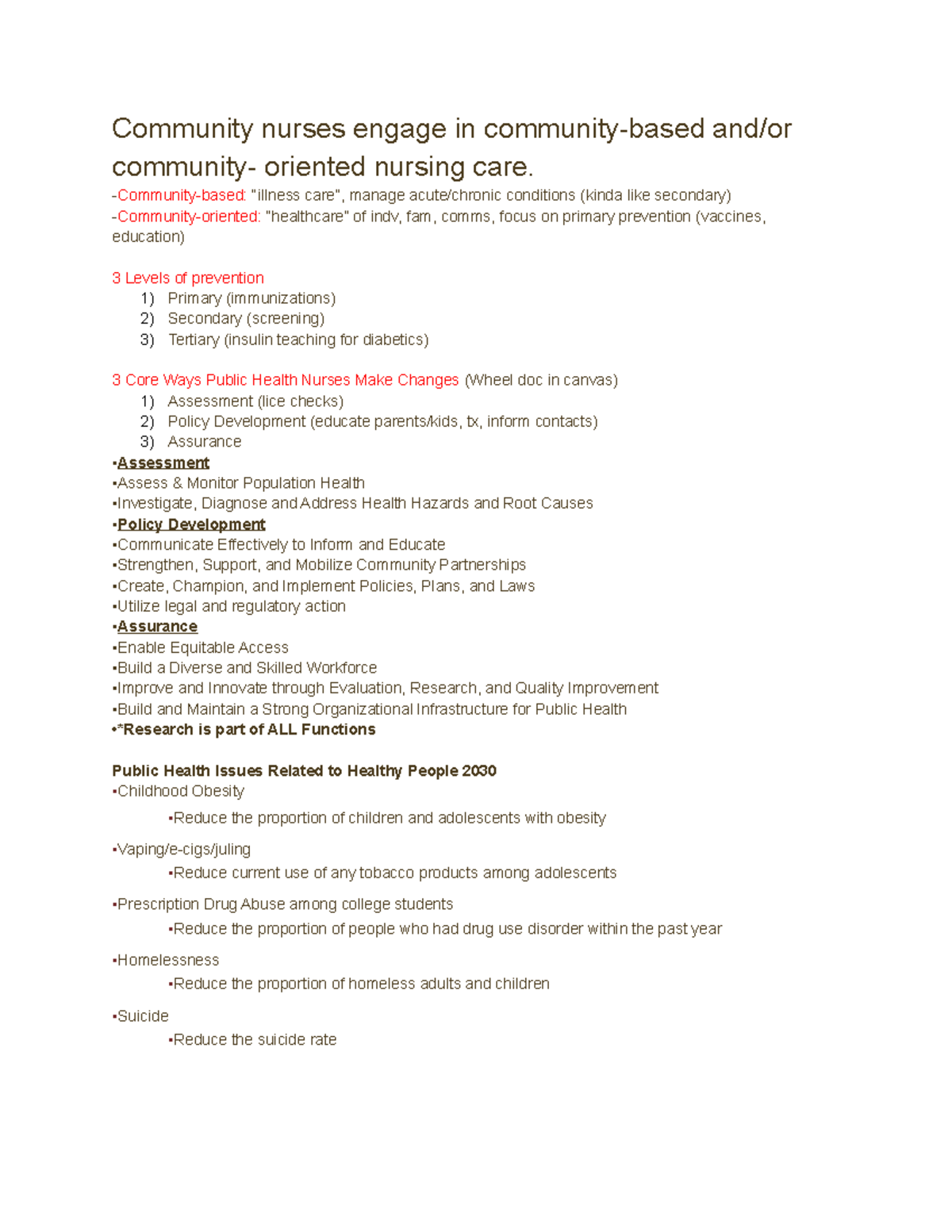 Week 1 - lecture notes - Community nurses engage in community-based and ...