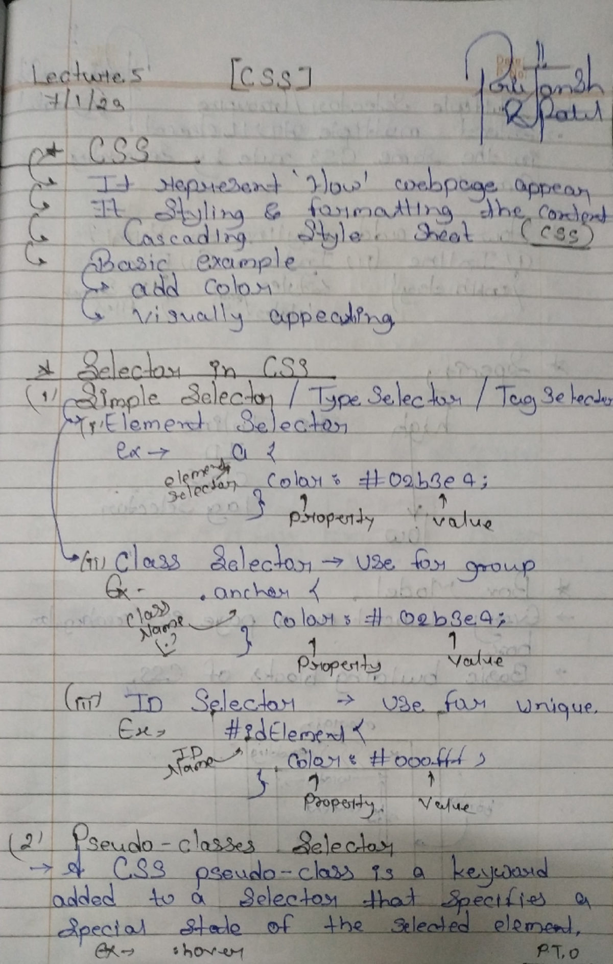 Lecture 5 - CSS Basic Notes By Priyansh - Lectute. S Css 2at CSS ...