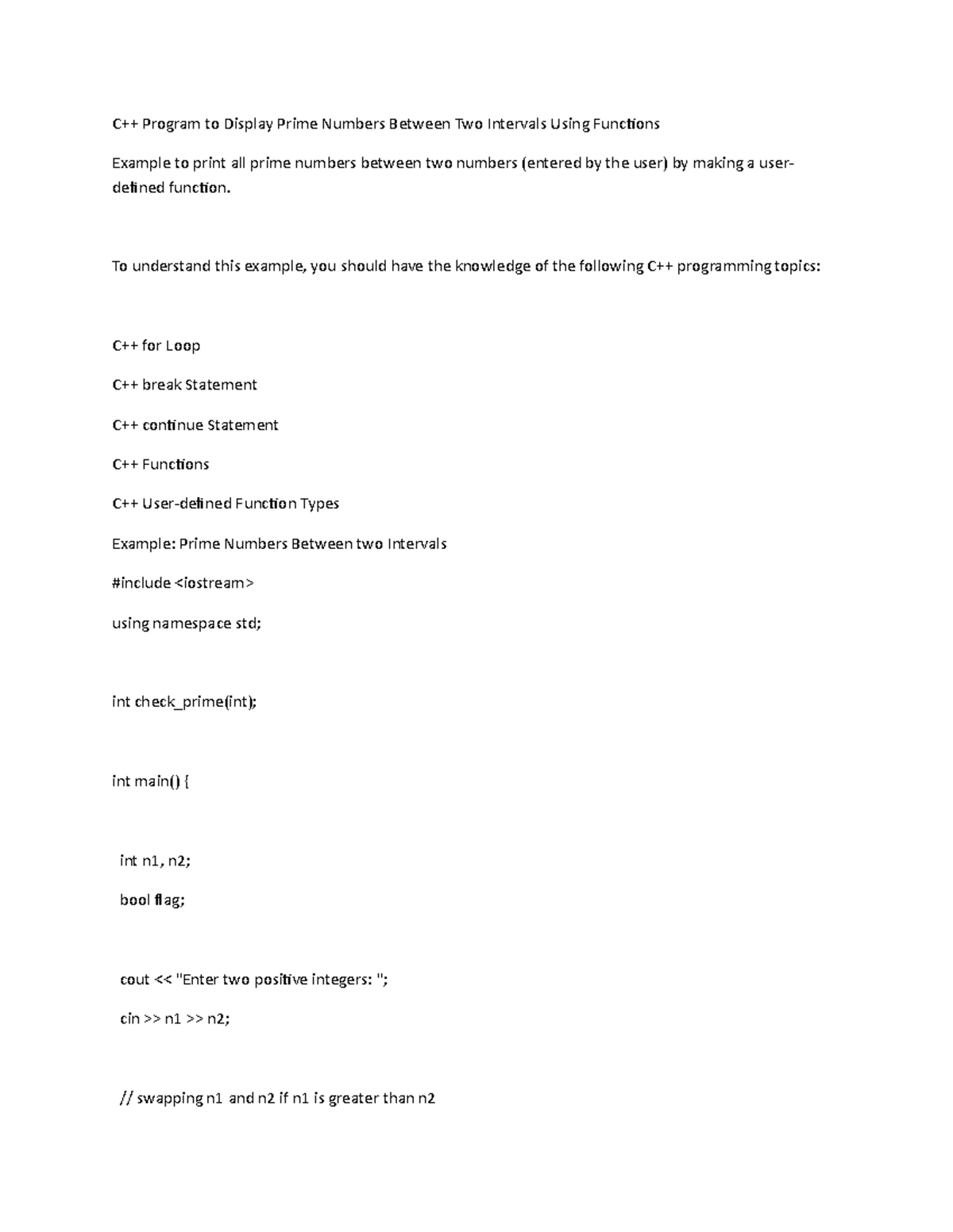 C 32 - Assignment - C++ Program to Display Prime Numbers Between Two ...