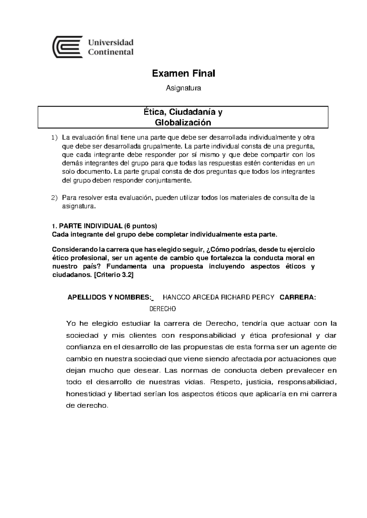 Consigna Evaluacion Final ECG - PA N°4 - Examen Final Asignatura Ética, Ciudadanía y ...