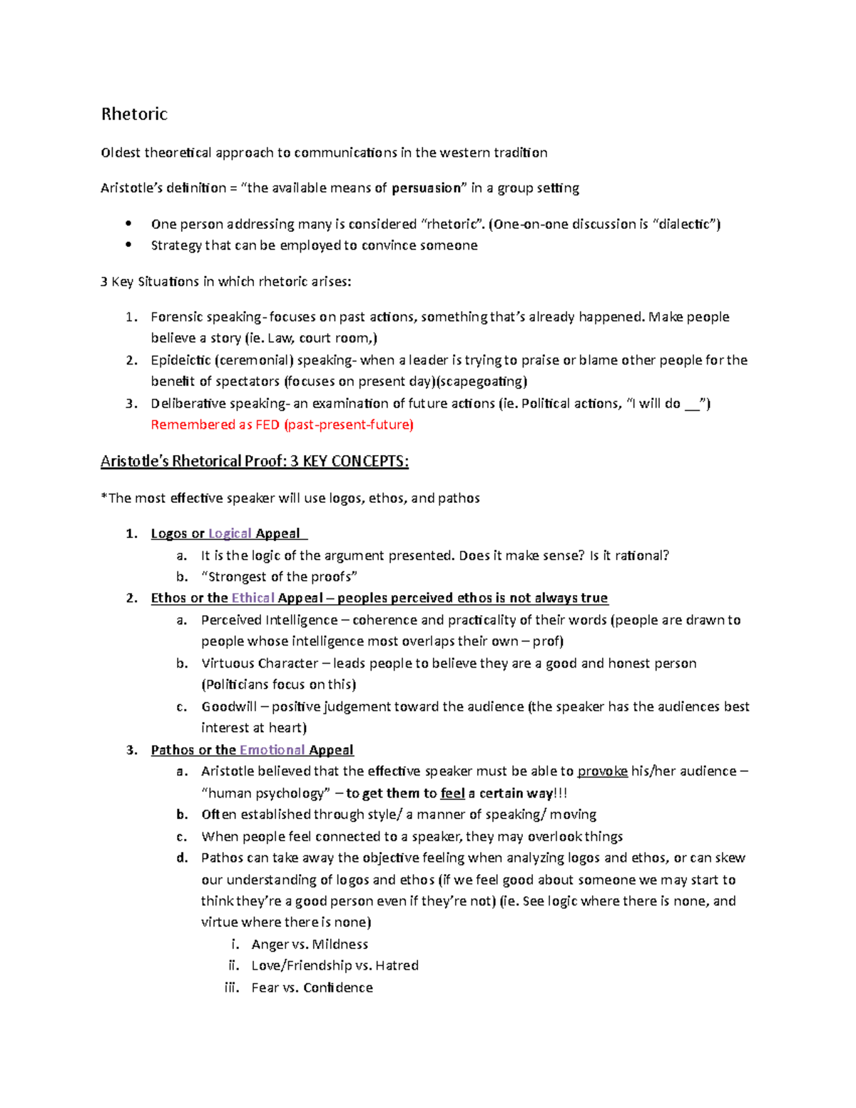 Lecture Notes for Rhetoric - Rhetoric Oldest theoretical approach to ...