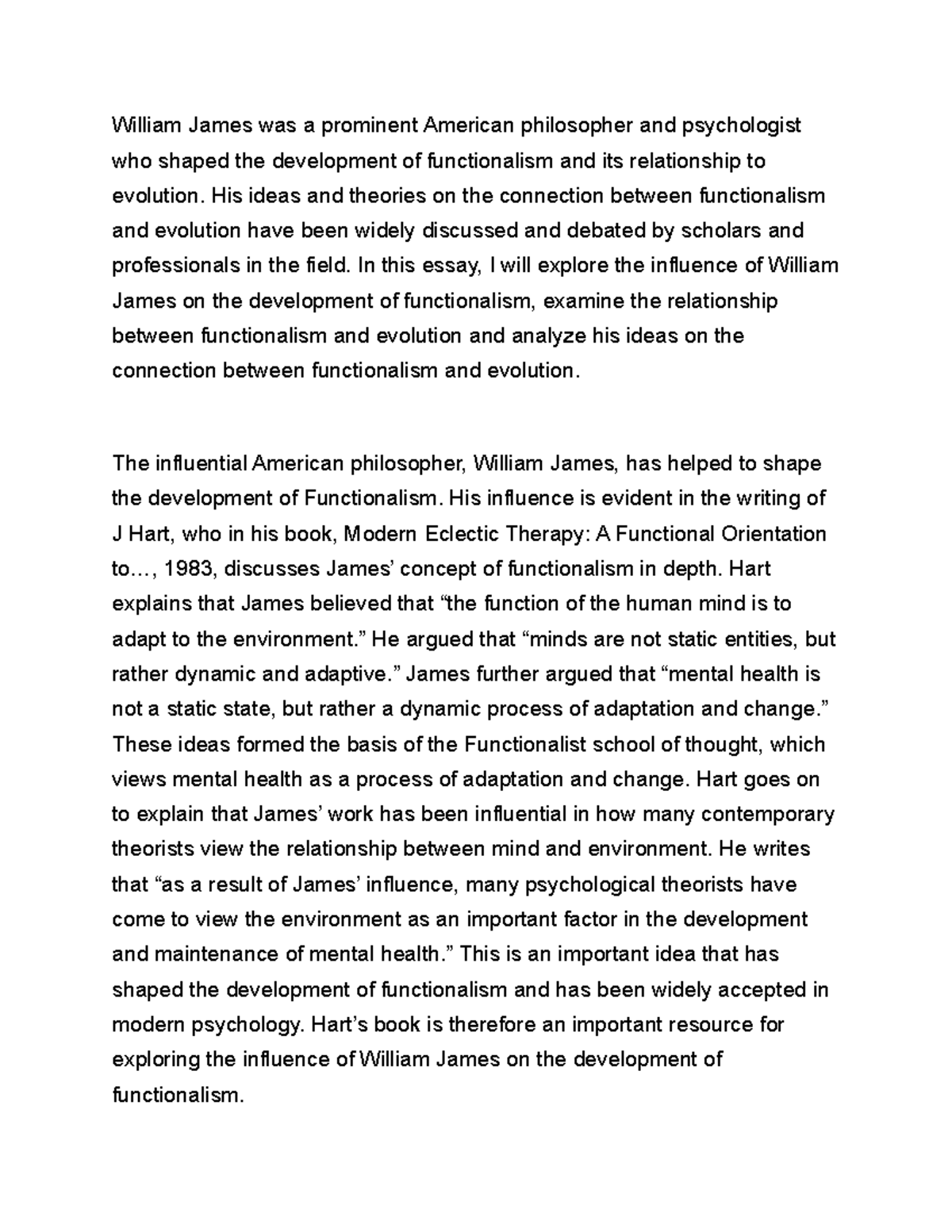 Functionalism and evolution William James - William James was a ...