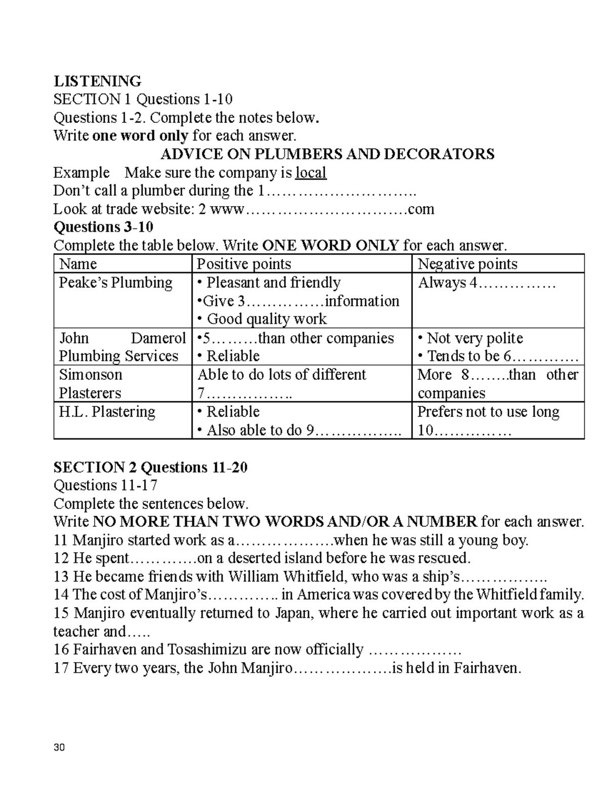 T2 - Summary Giáo dục học đại cương - LISTENING SECTION 1 Questions 1 ...