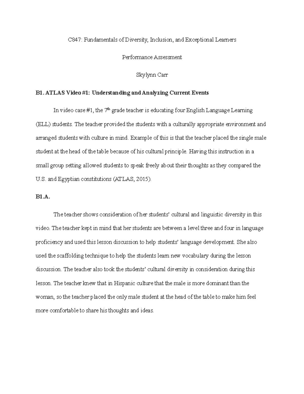 C847 PA S - Performance Assessment - C847: Fundamentals of Diversity ...