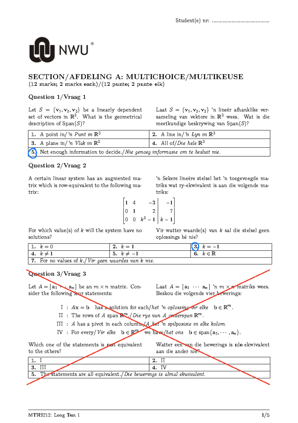 MTHS212 - Long Test version 1 2022 MEMO - SECTION/AFDELING A ...
