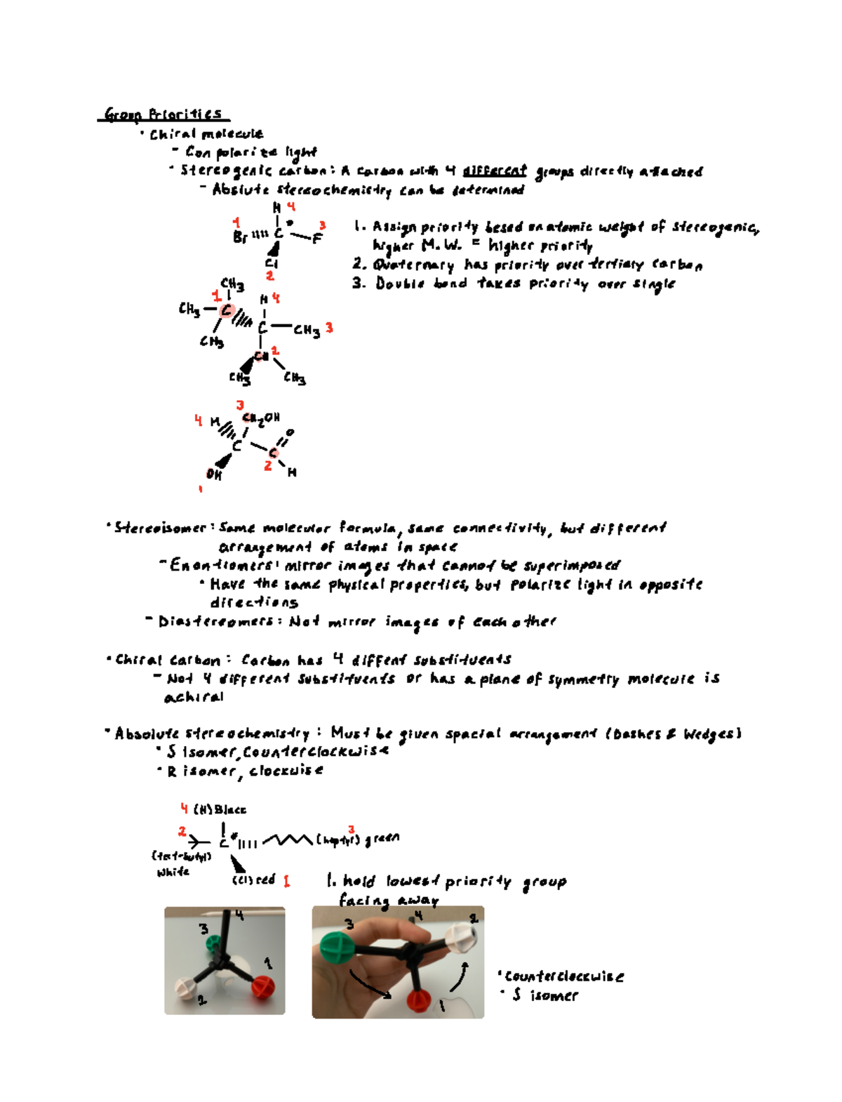 Chapter 5 Stereochemistry- Chiral Molecules - Group Priorities ...