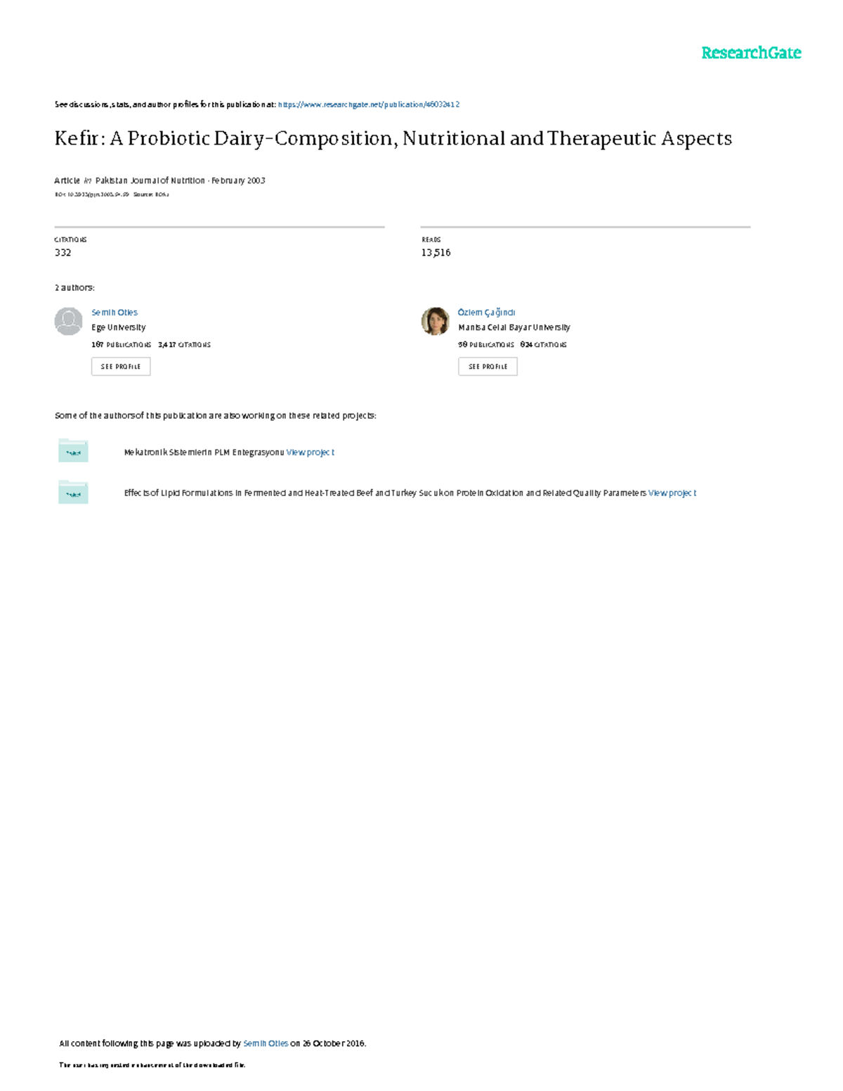 Kefir A Probiotic Dairy-Composition Nutritional an - See discussions ...