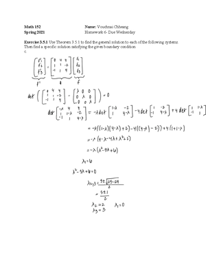 Math 152 homework 2 - Math 152 Name: Vouchnai Chheang Spring 2021 Homework 2- Due Wednesday Done ...