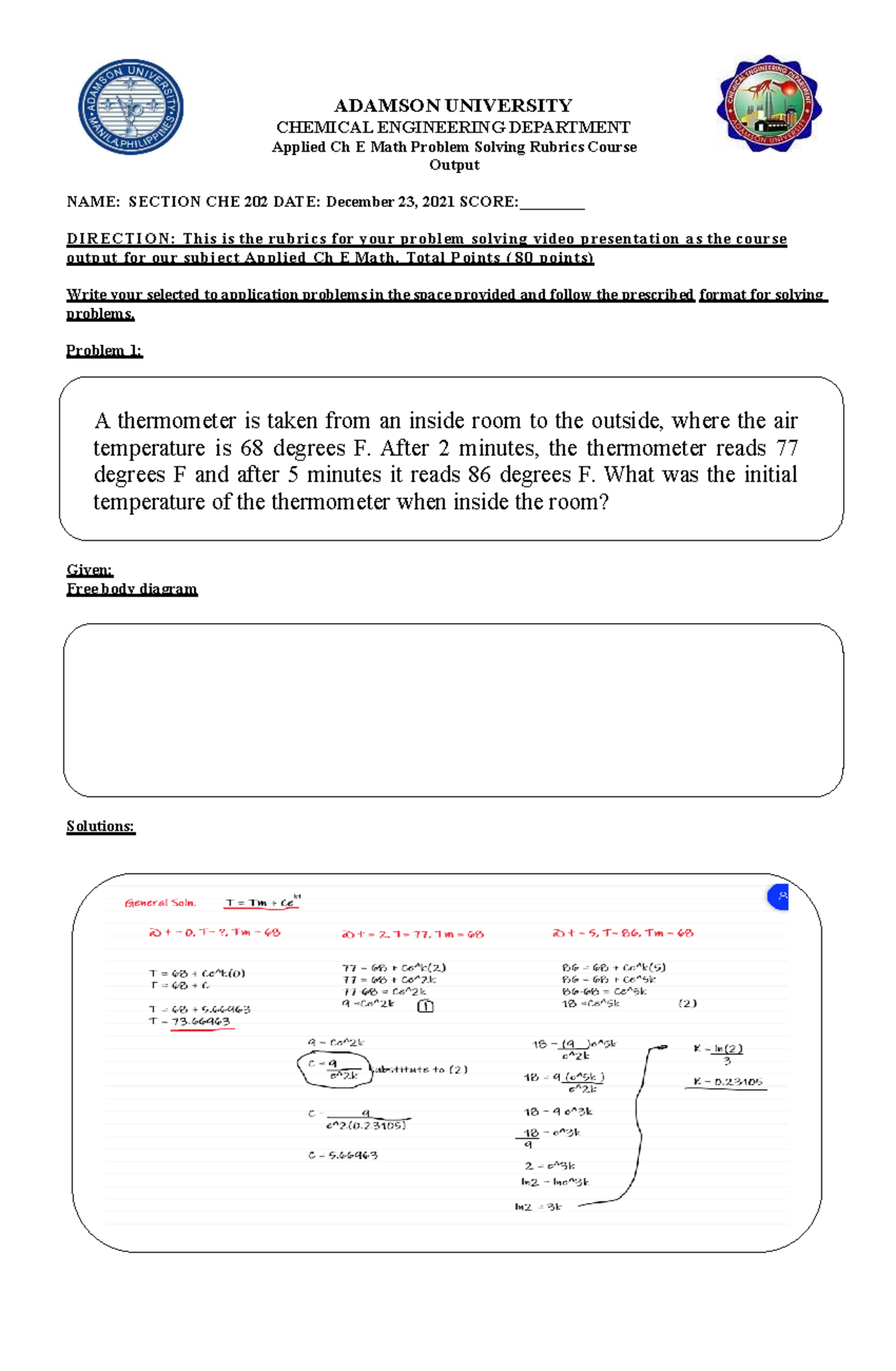 Applied Ch E Math Problem Solving Output Rubrics converted - ADAMSON ...