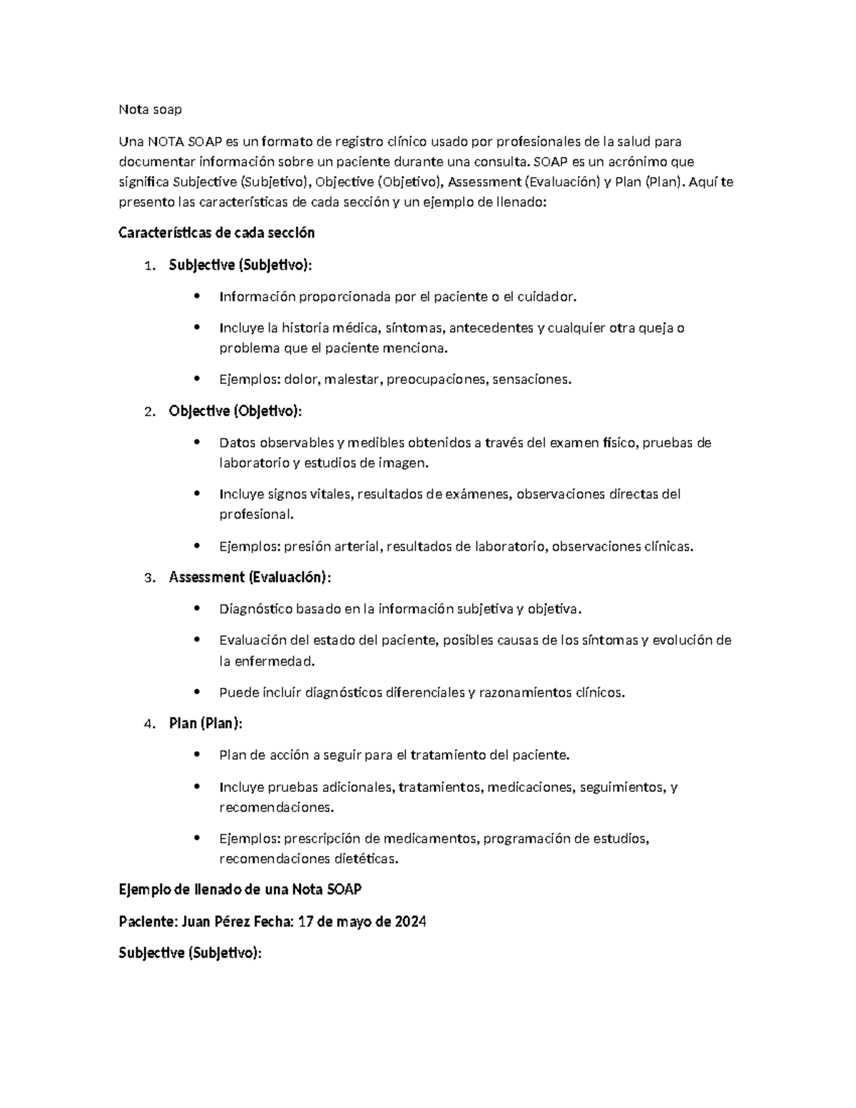 breve resumen de nota soap y ejemplo de llenado - Nota soap Una NOTA ...