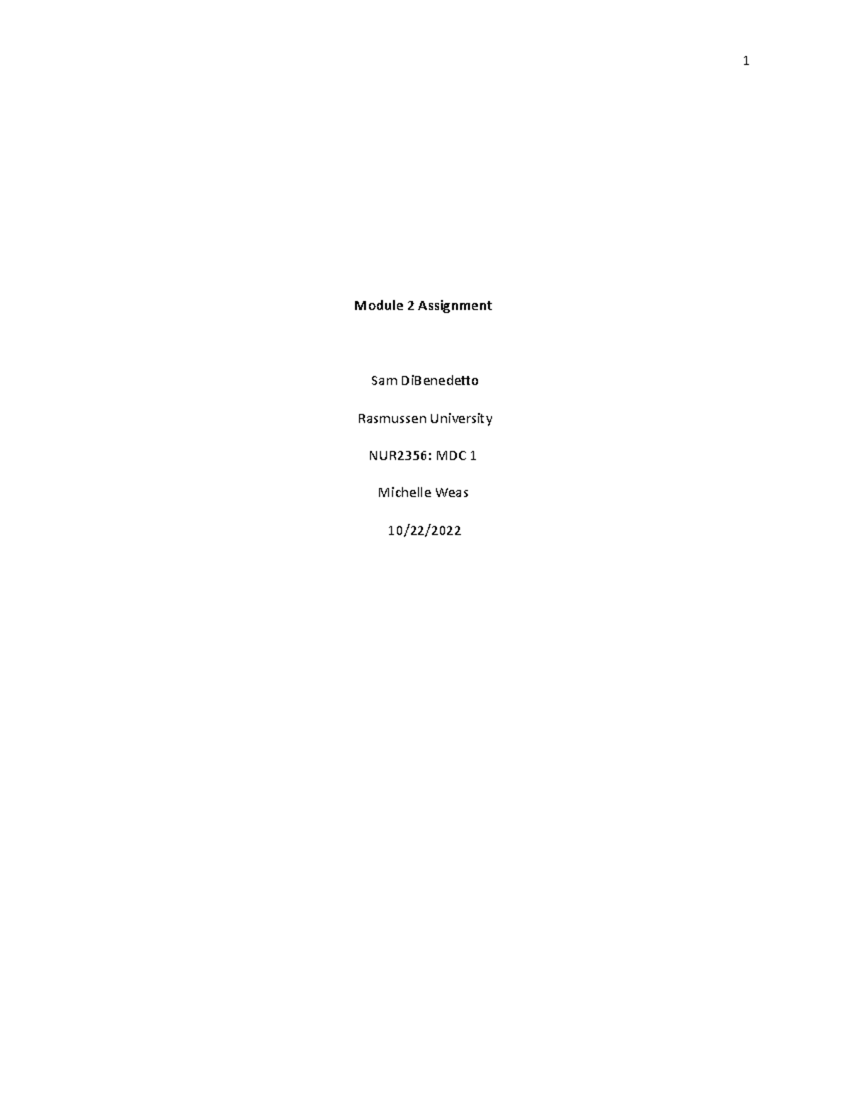 Sam Di Benedetto Module 02 Assignment 10222022 - Module 2 Assignment ...