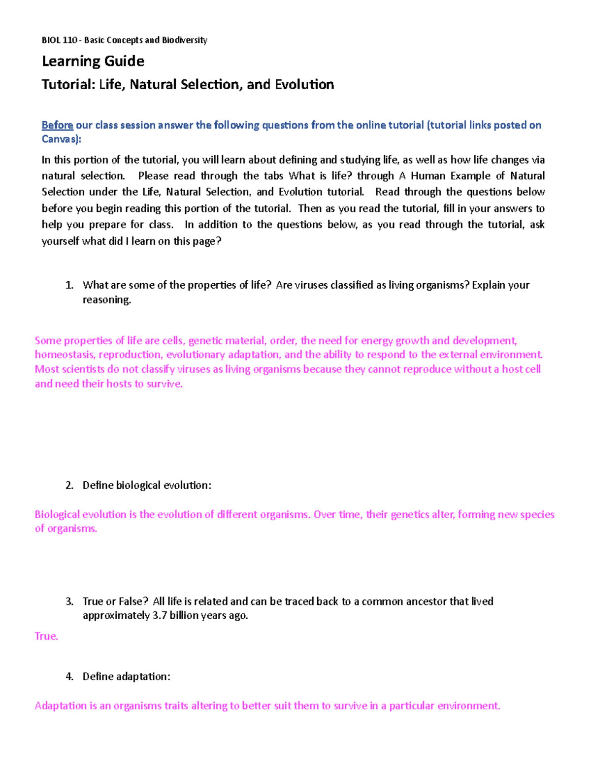 BIOL 110 #2 (a) LG - woodward - BIOL 110 - Basic Concepts and ...