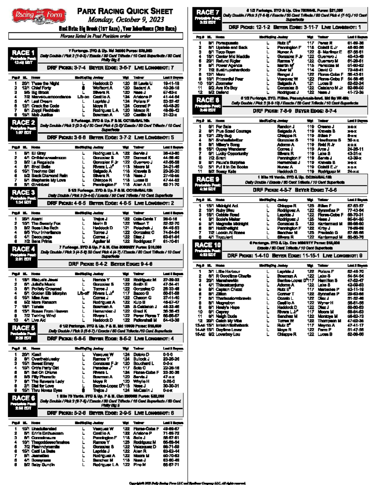 Parx Racing Lunes 09 - LLL3 - suelo - Studocu