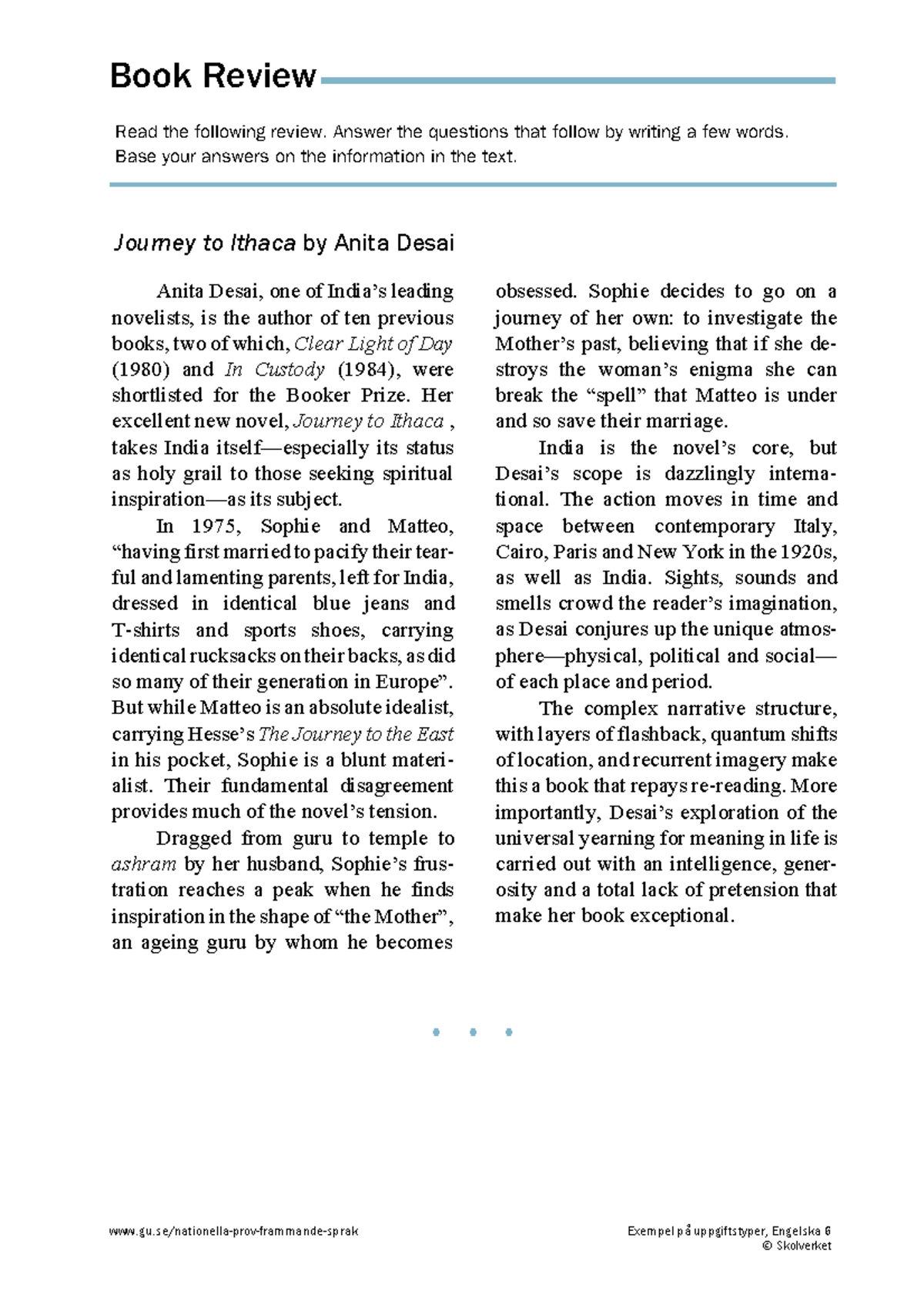 En6 Book Review - jjsjsjsj - gu/nationella-prov-frammande-sprak Exempel ...