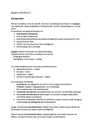 Samenvatting agogiek - AGOGIEK Hoofdstuk 1: wat is agogiek Wat is agogiek? De leer van het doen ...