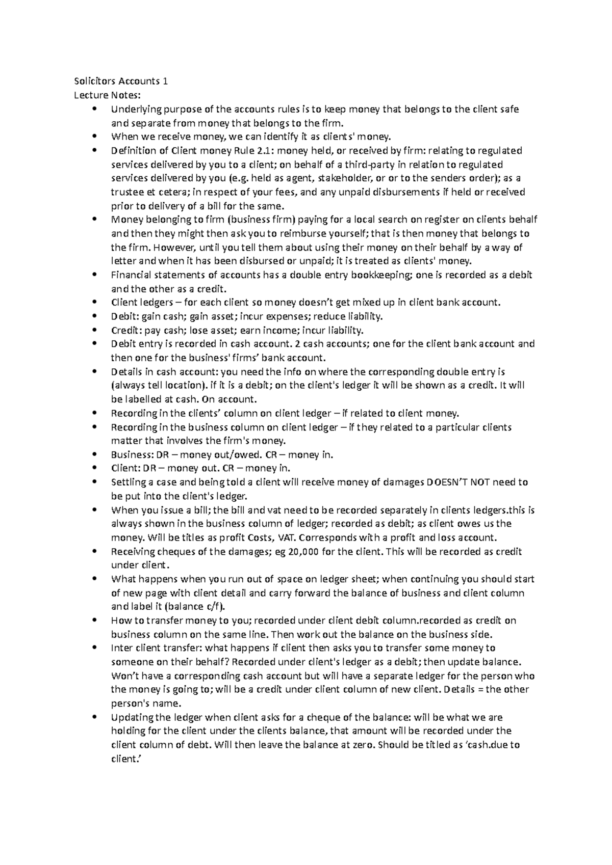 Solicitors Accounts 1 - Just the guide - Solicitors Accounts 1 Lecture ...