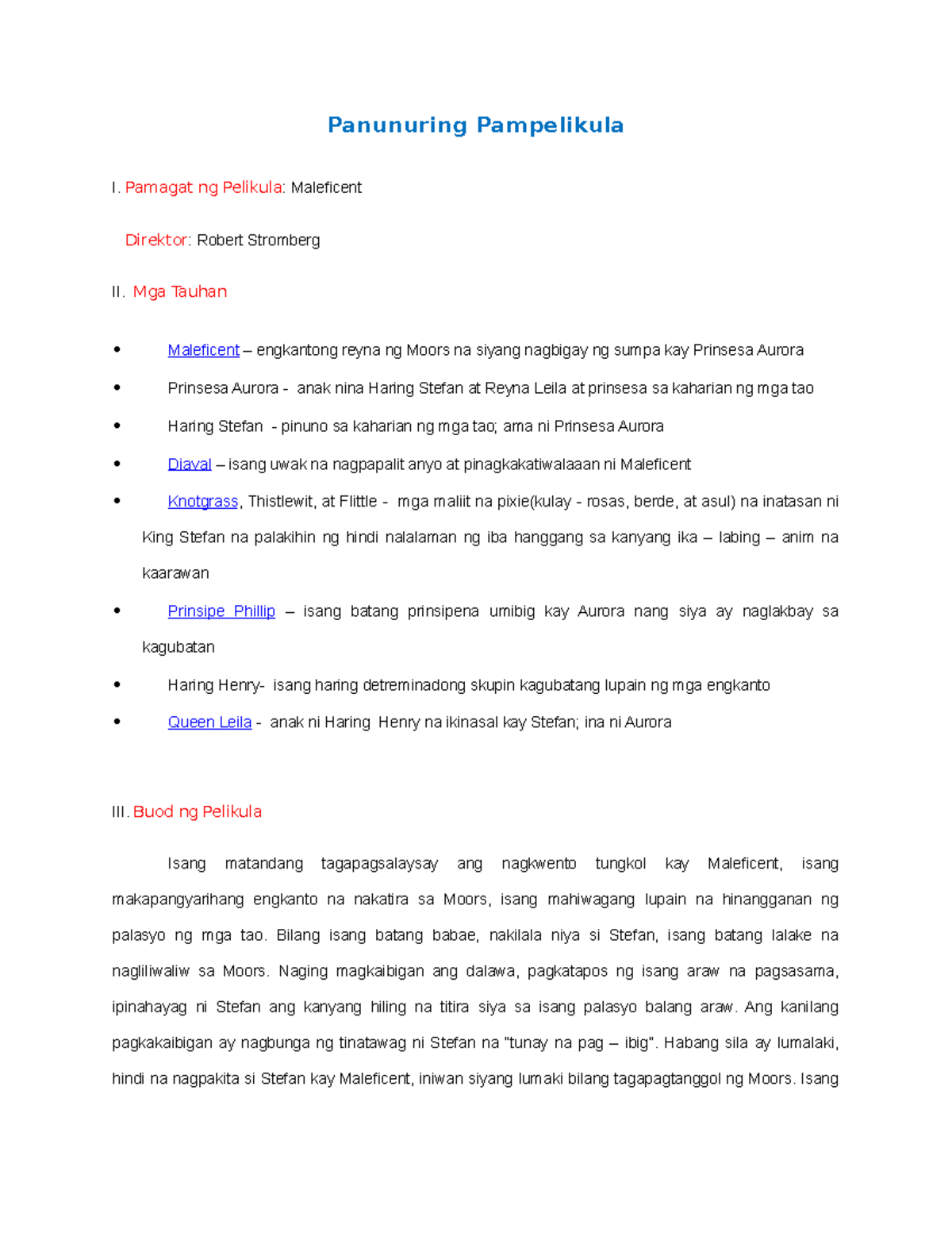 Panunuring Pampelikula - Pamagat ng Pelikula: Maleficent Direktor ...