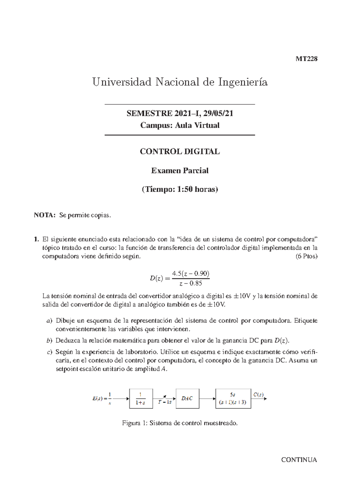 Parcial 2021-1 - MT Universidad Nacional de Ingenier ́ıa SEMESTRE 2021–I, 29/05/ Campus: Aula ...