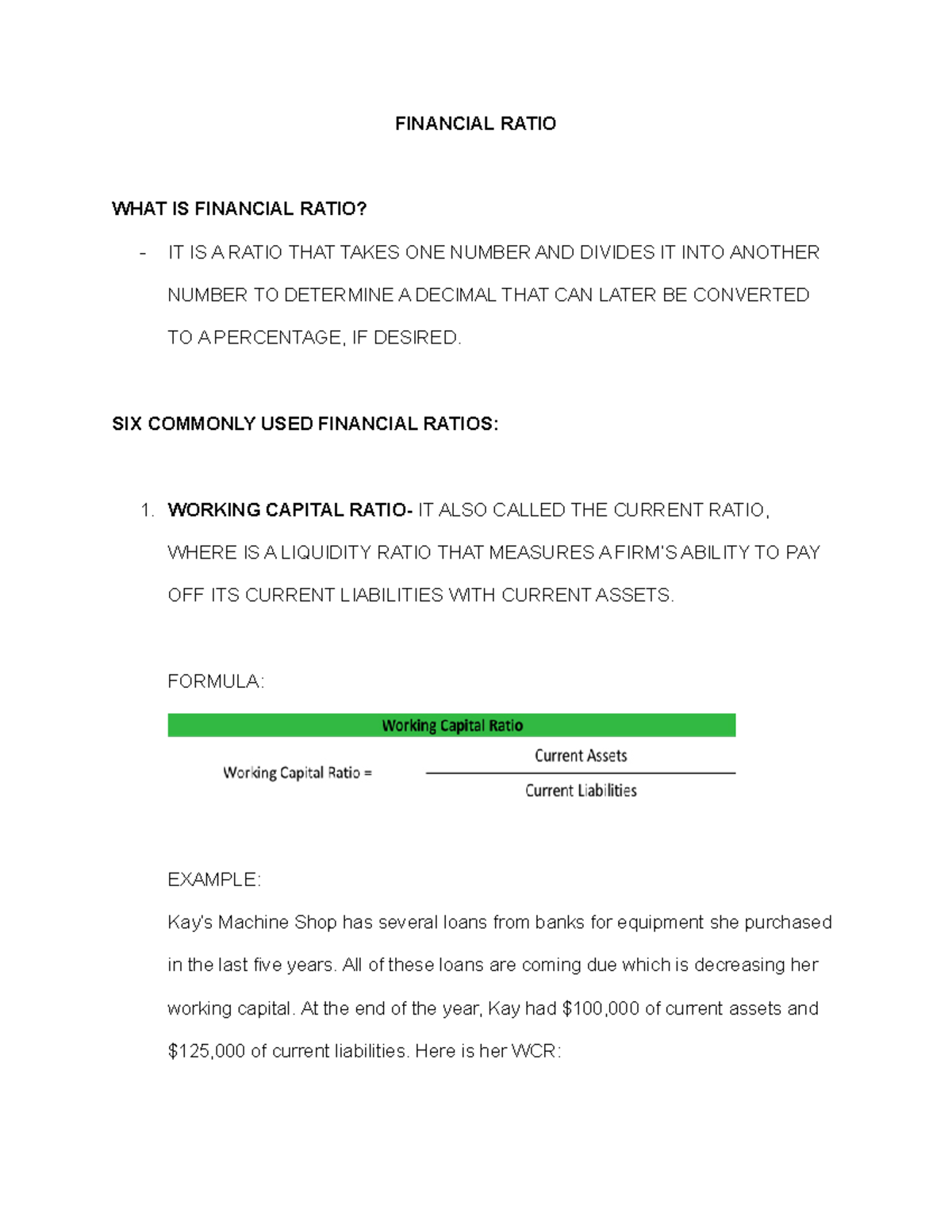 Financial Ratio Report Group 1 - FINANCIAL RATIO WHAT IS FINANCIAL ...