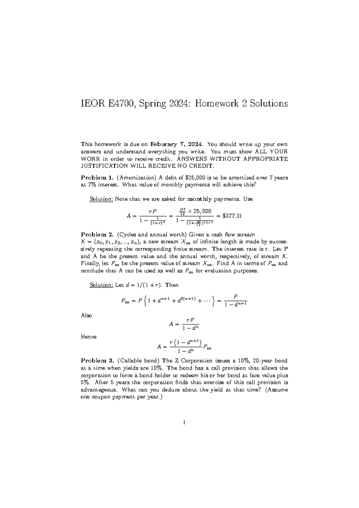 HW 2 Solutions - gegersgeg - IEOR E4700, Spring 2024: Homework 2 ...