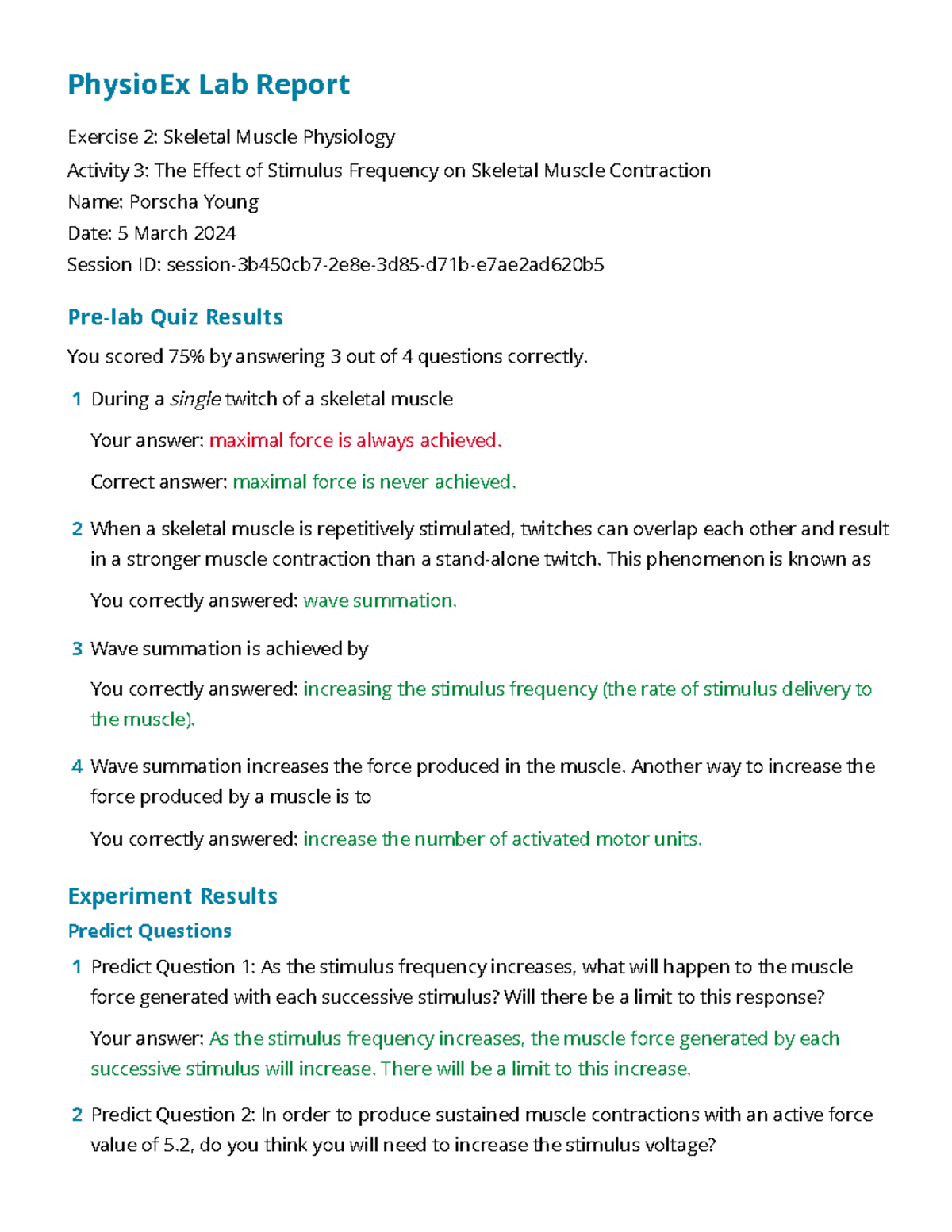 Physio Ex Exercise 2 Activity 3 - PhysioEx Lab Report Exercise 2 ...