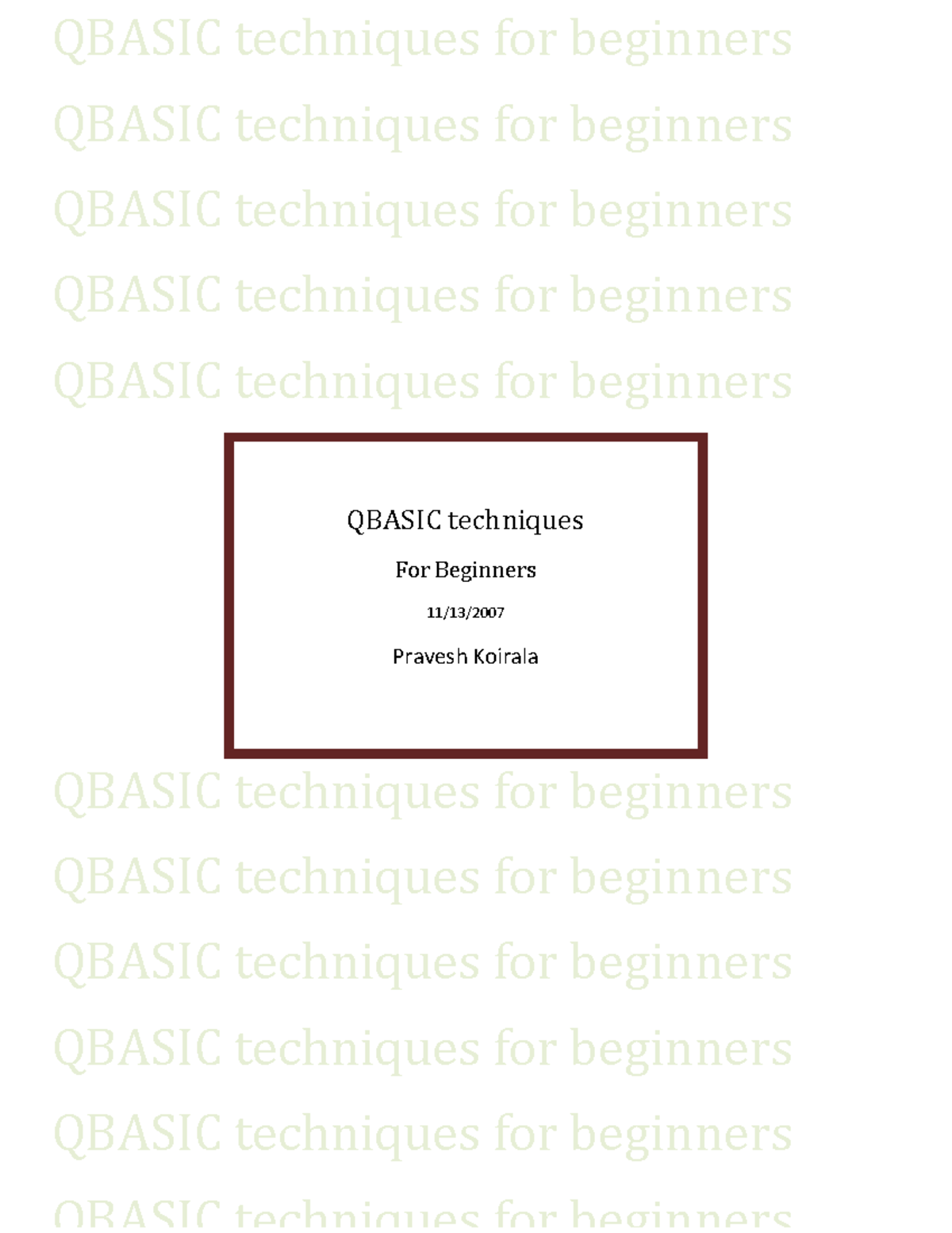 Pdf Qbasics - This material is to be used to complement your Qbasic and ...