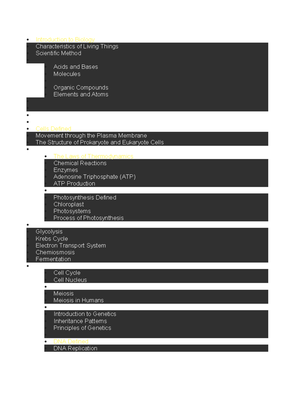 Course out line - Introduction to Biology Characteristics of Living ...