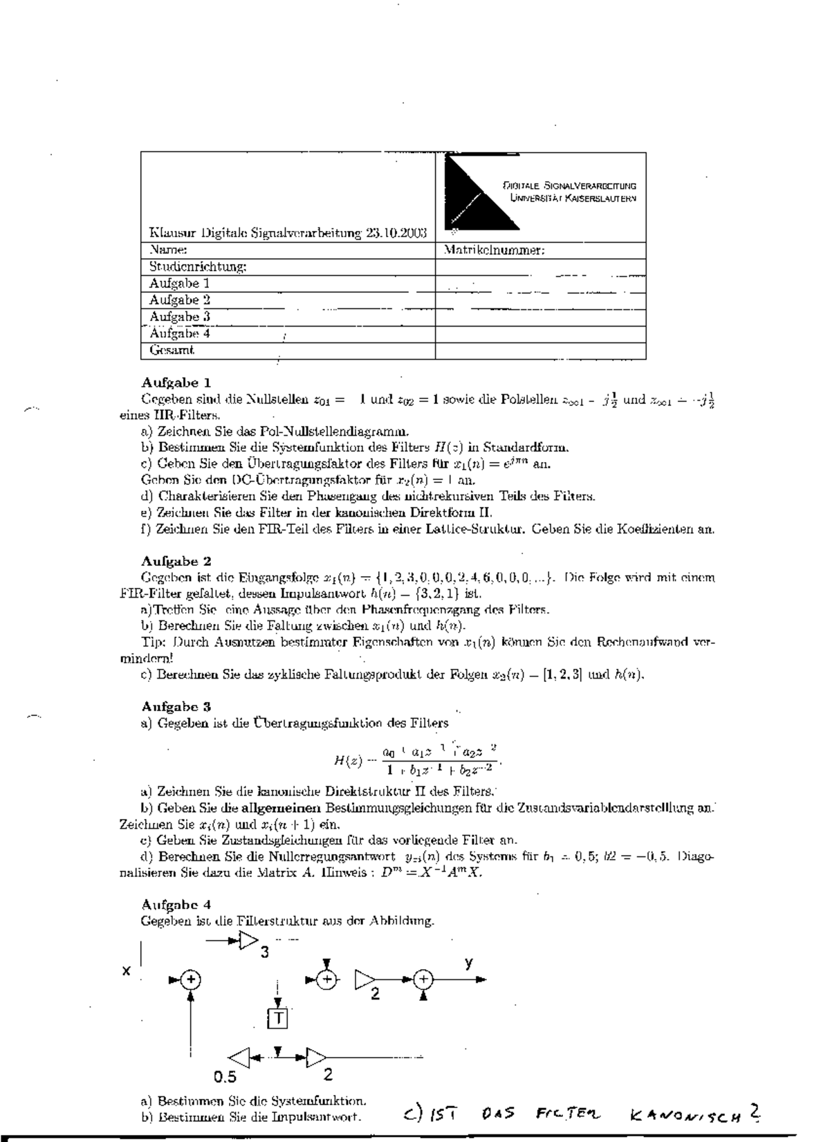2003 SS DISI Potchinkov - OIGITALE SIGNALVERARBEITUNG UN1VERSITAT ...