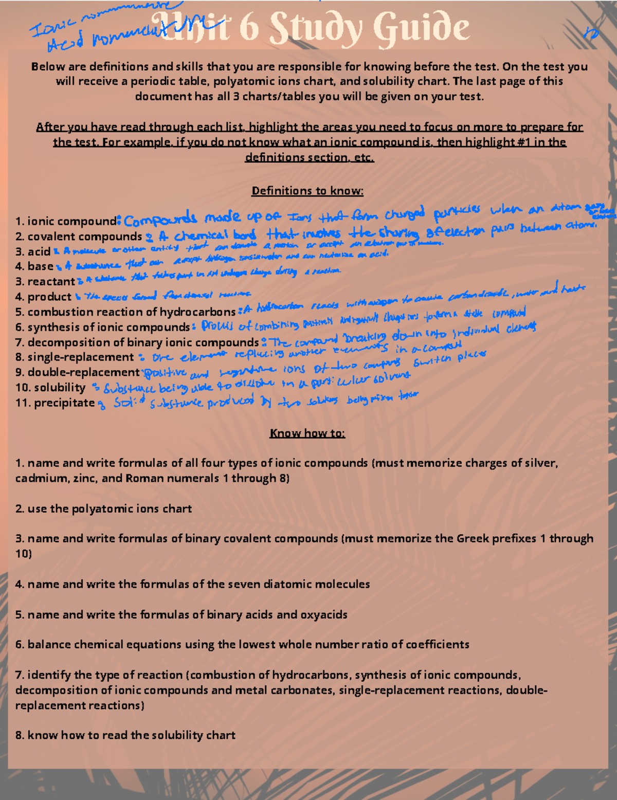 Unit 6 Study Guide - ####### Unit 6 Study Guide Definitions to know ...