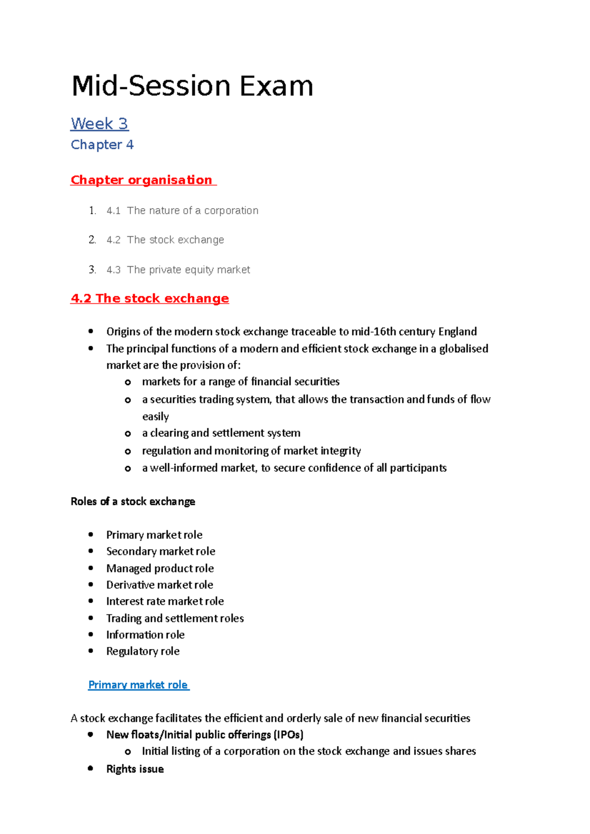 Mid Session Exam notes - Mid-Session Exam Week 3 Chapter 4 Chapter ...