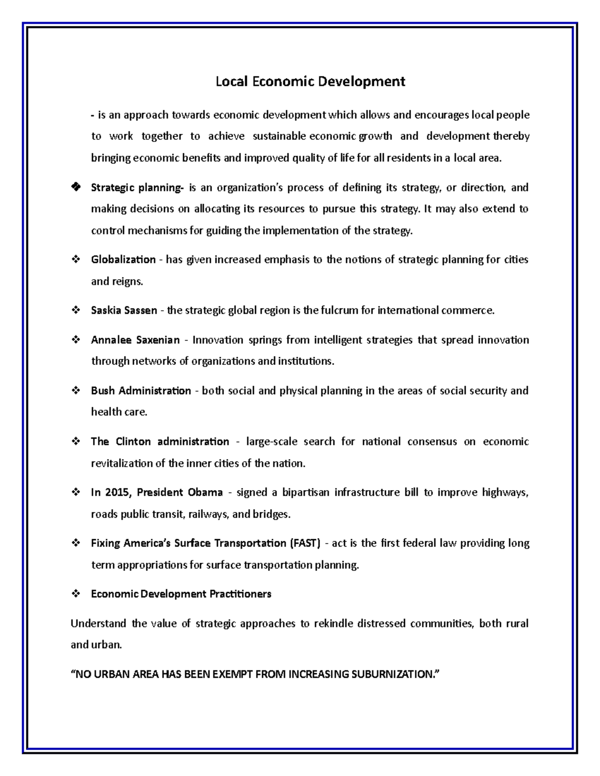 Local Economic Development - Strategic planning- is an organization's ...