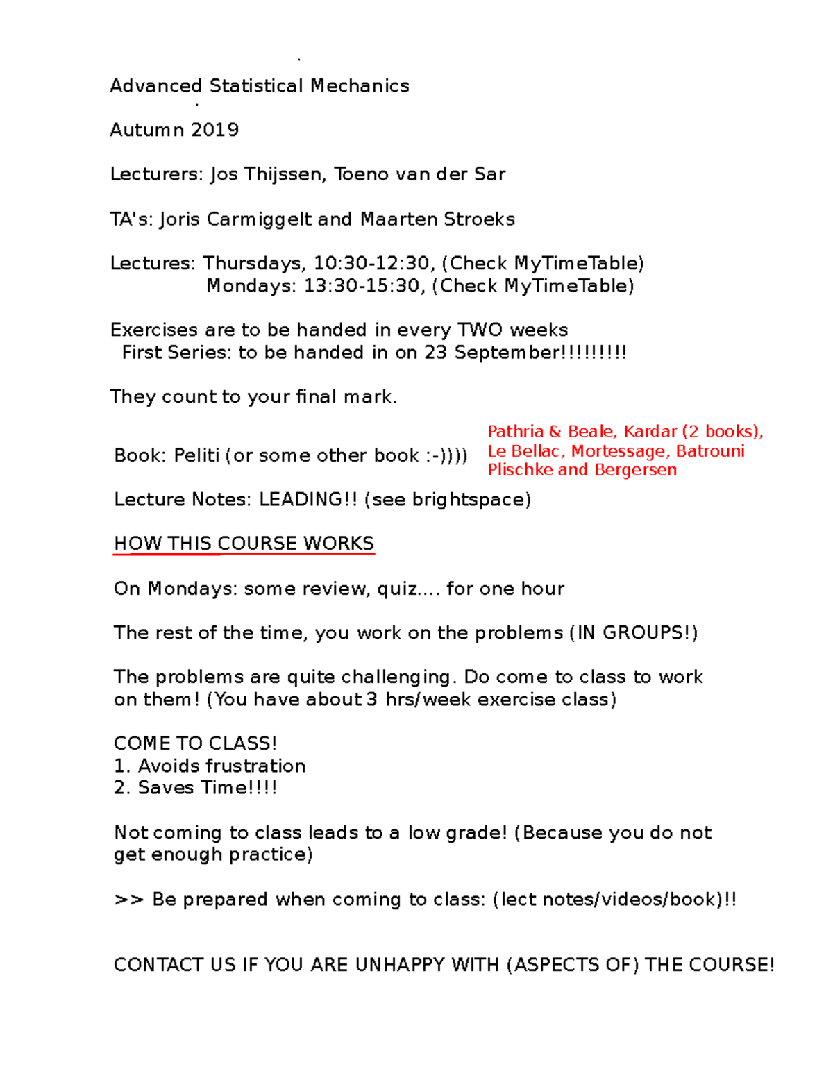 About ASM course - Intro to Adv Stat Mech - Advanced Statistical ...