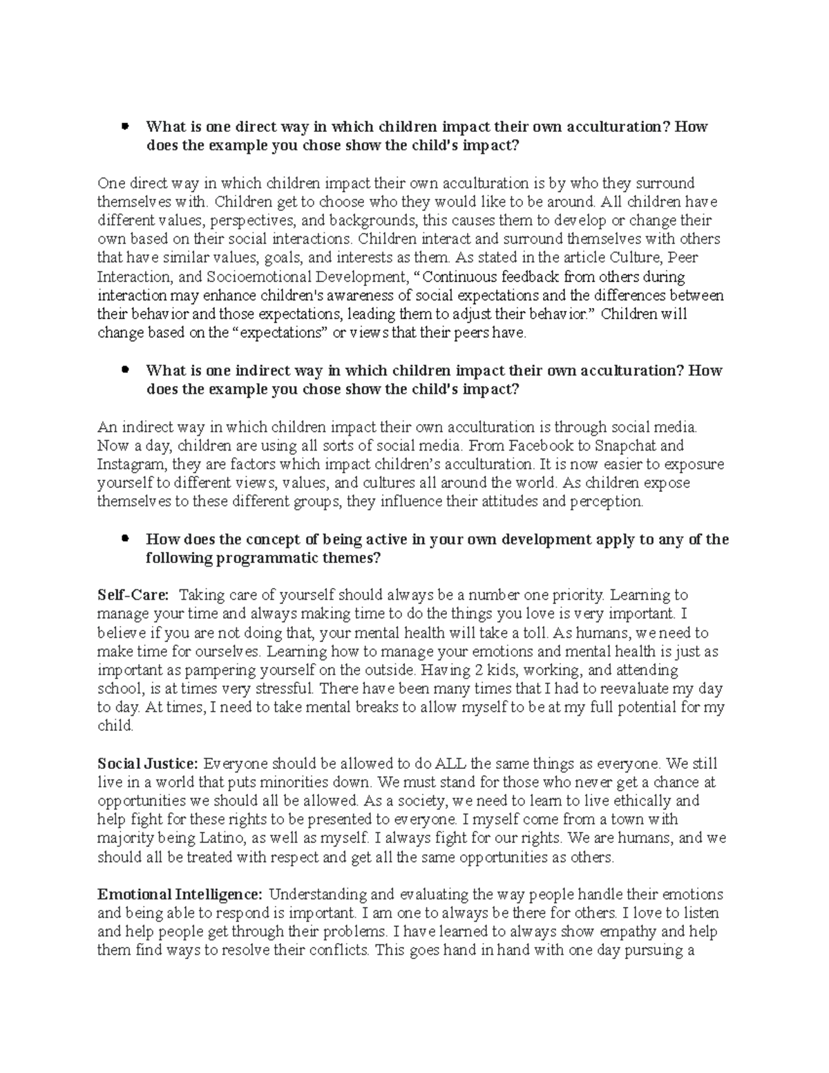 Discussion- Being Active in Your Development - What is one direct way ...