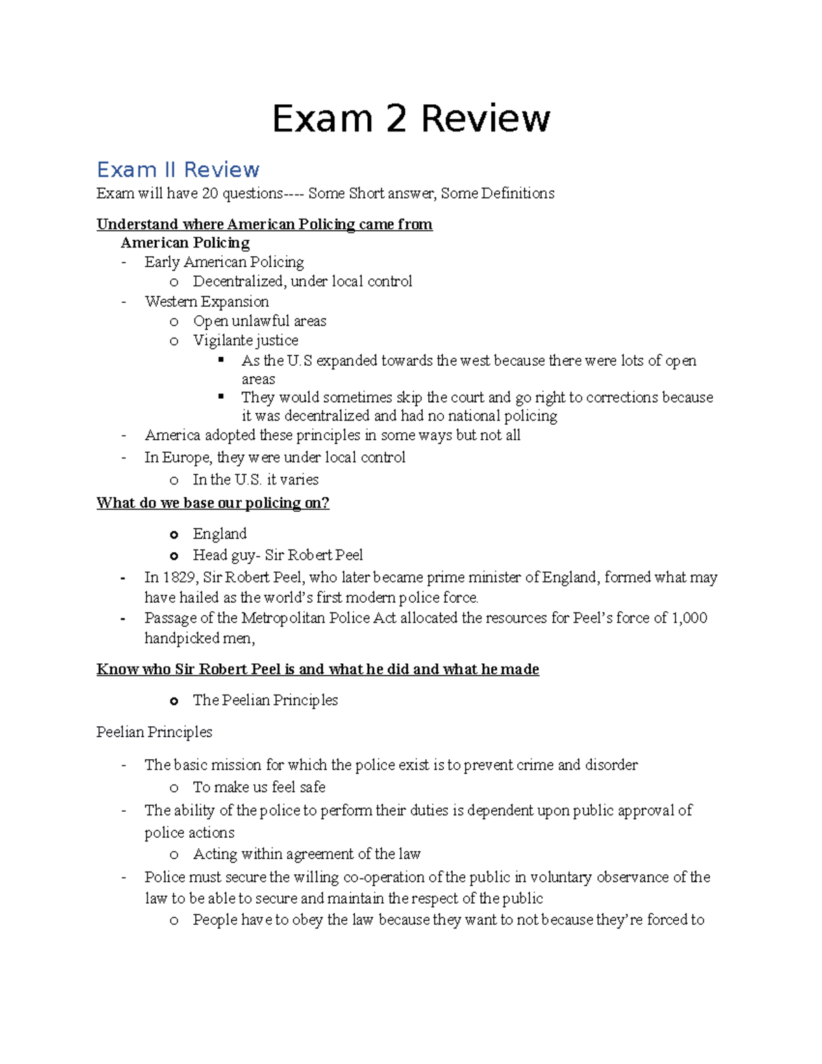 Exam 2 Review - Feb 2020 - Exam 2 Review Exam II Review Exam will have ...