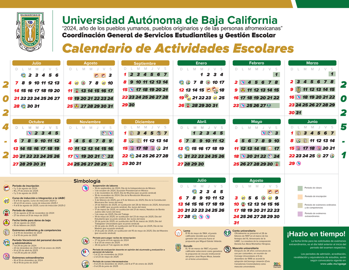 Calendario UABC 2024-2 - Universidad Autónoma de Baja California ...