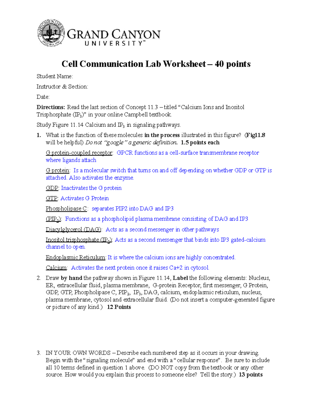BIO-181L S22 Cell Communication Wksht - Cell Communication Lab ...