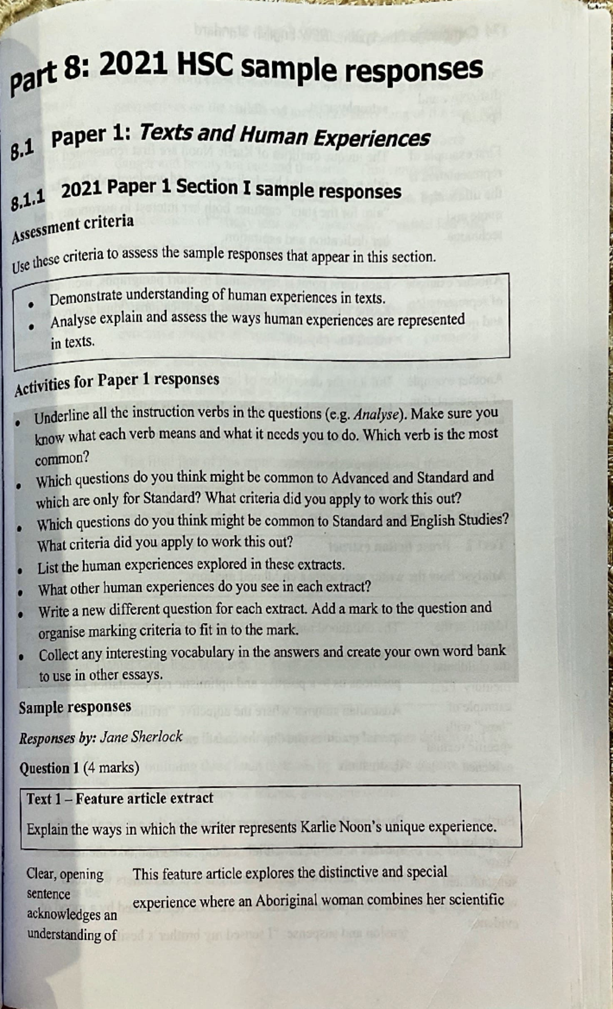 2021 paper 1 section 1 sample responses - part 8: 2021 HSC sample ...