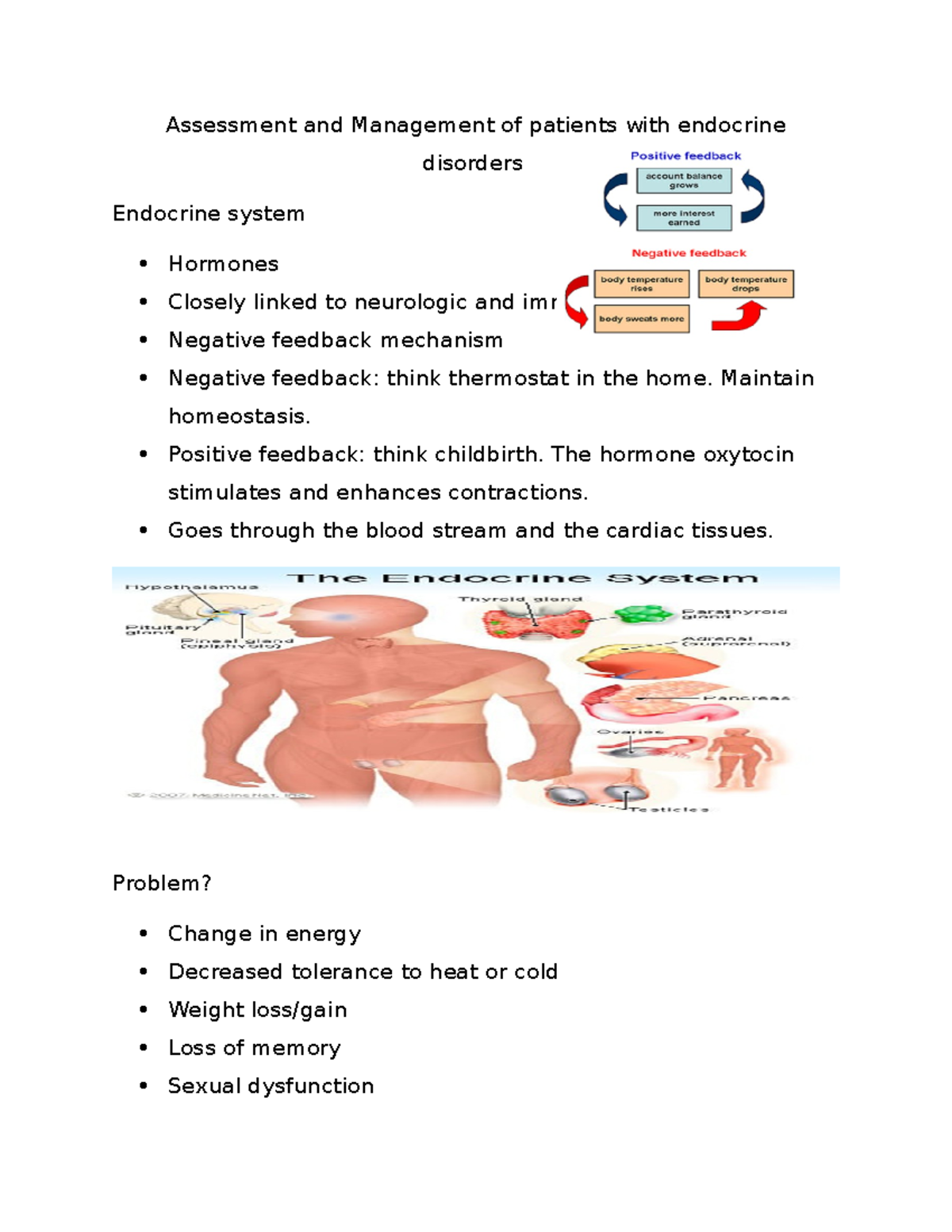 Assessment and Management of Patients with Endocrine Disorders ...