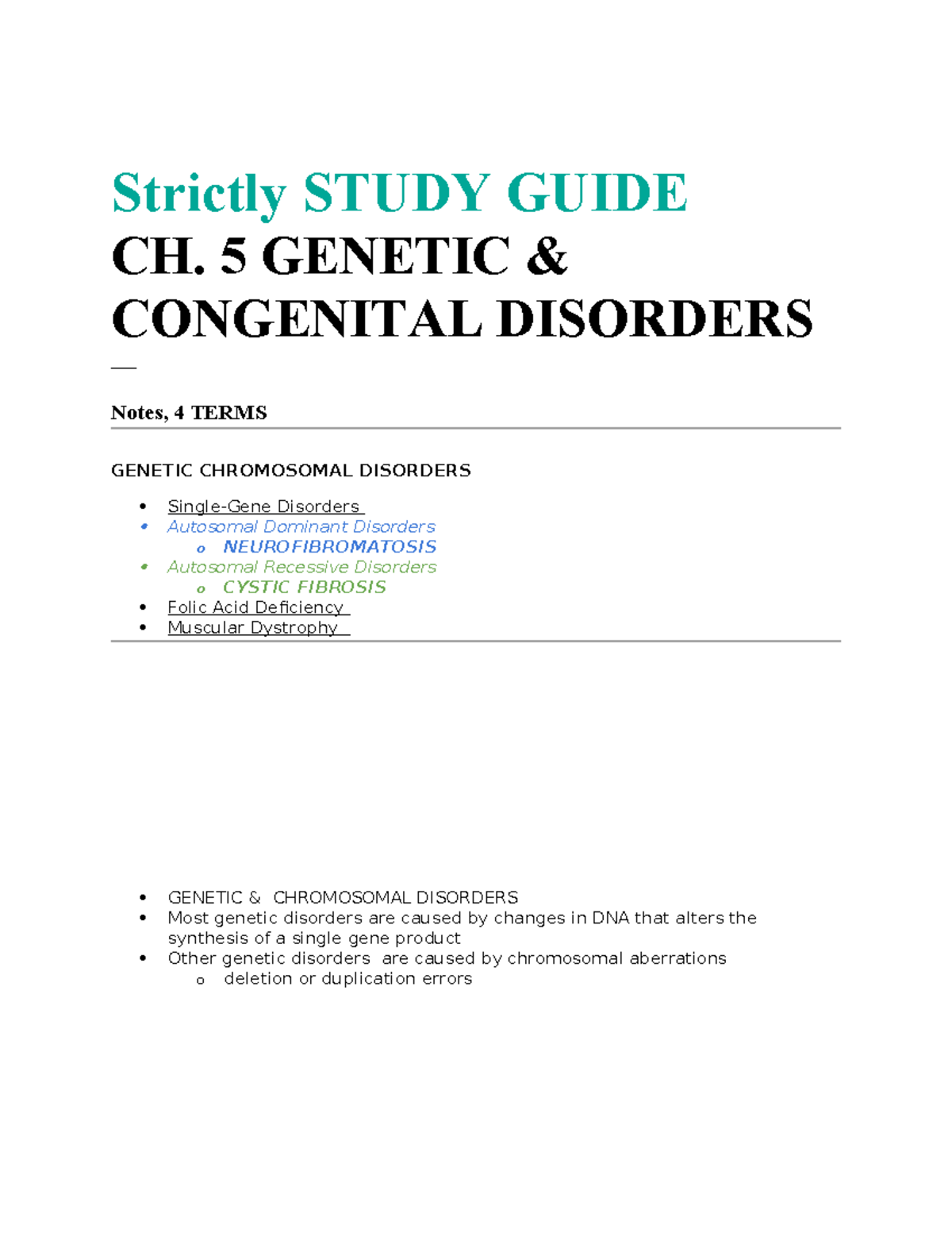 Study Guide EXAM 2 - Notes - Strictly STUDY GUIDE CH. 5 GENETIC ...
