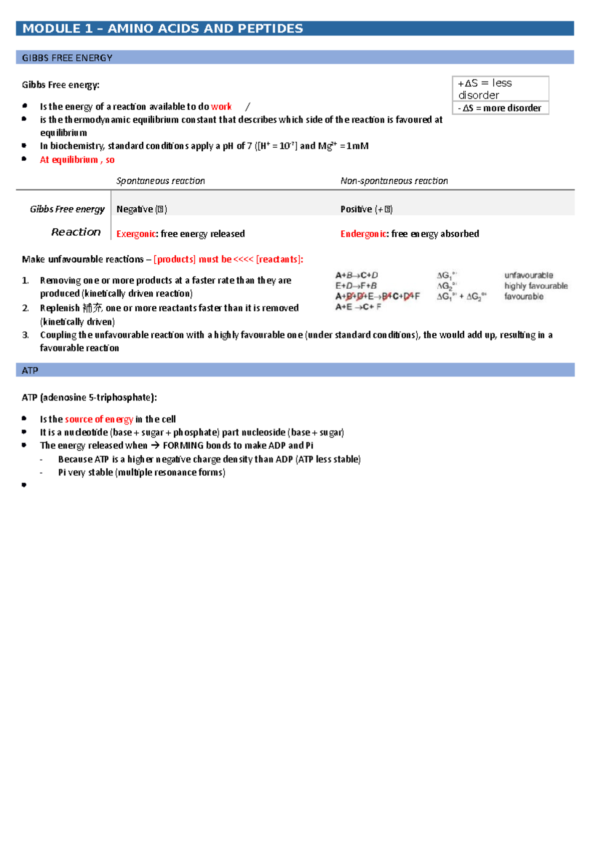 Biochem 2023 note - Week 1 and 2 lecture note - MODULE 1 – AMINO ACIDS ...