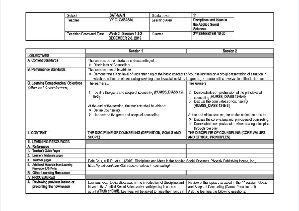 Pdf-diass-dll-week-2 compress - SchoolSchool II AT-MAINAT-MAIN Grade LevelGrade Level 1111 - Studocu