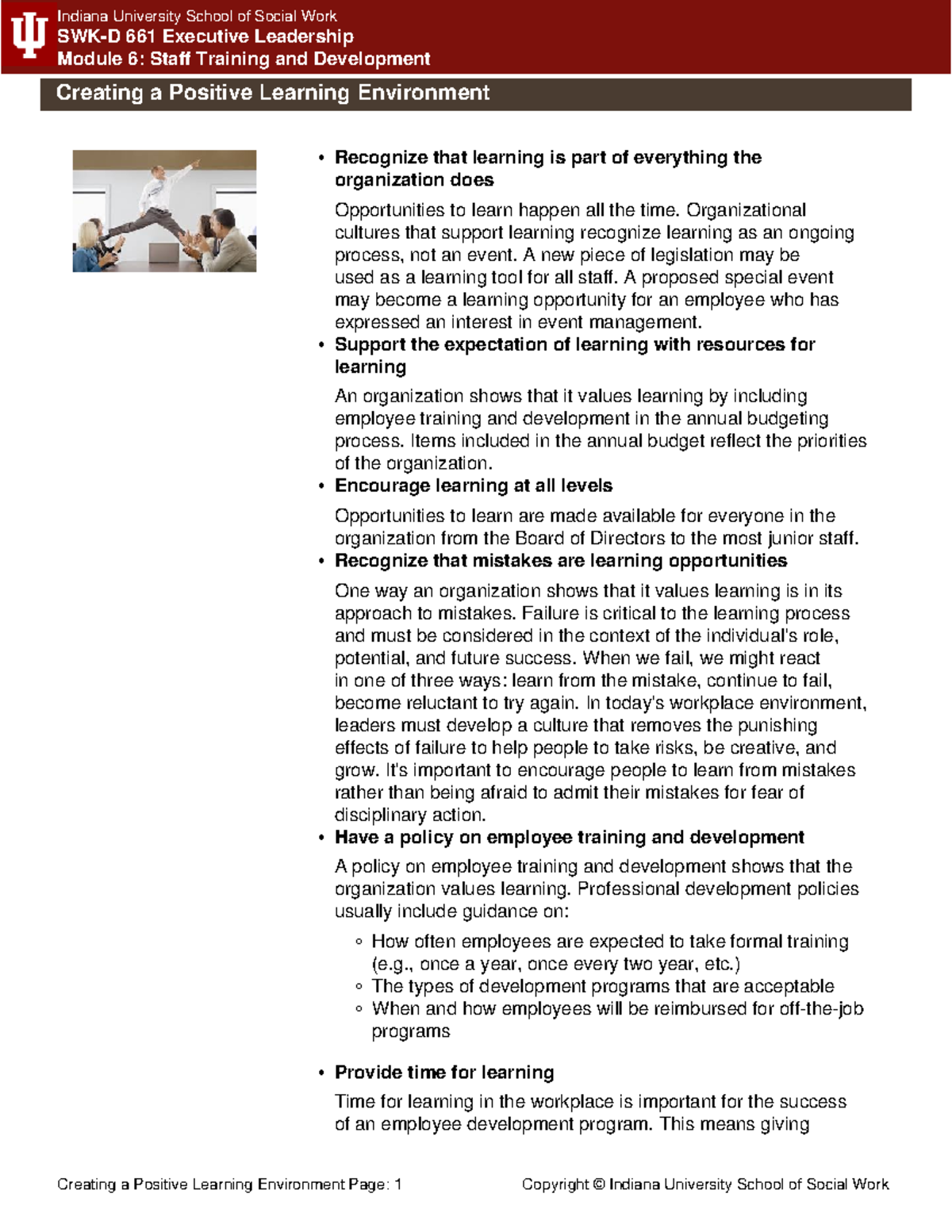 Positive Learning Environment - Organizational cultures that support ...