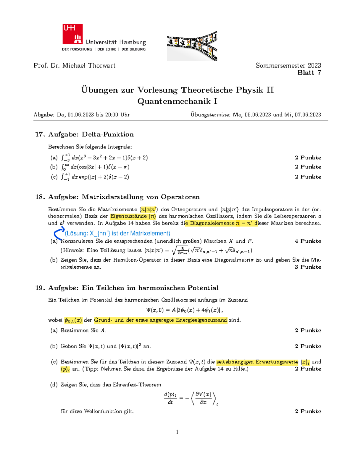 Übungsblatt 7 - Übungsaufgabe 7 zum Sommersemester 2023/2024 - Prof. Dr ...