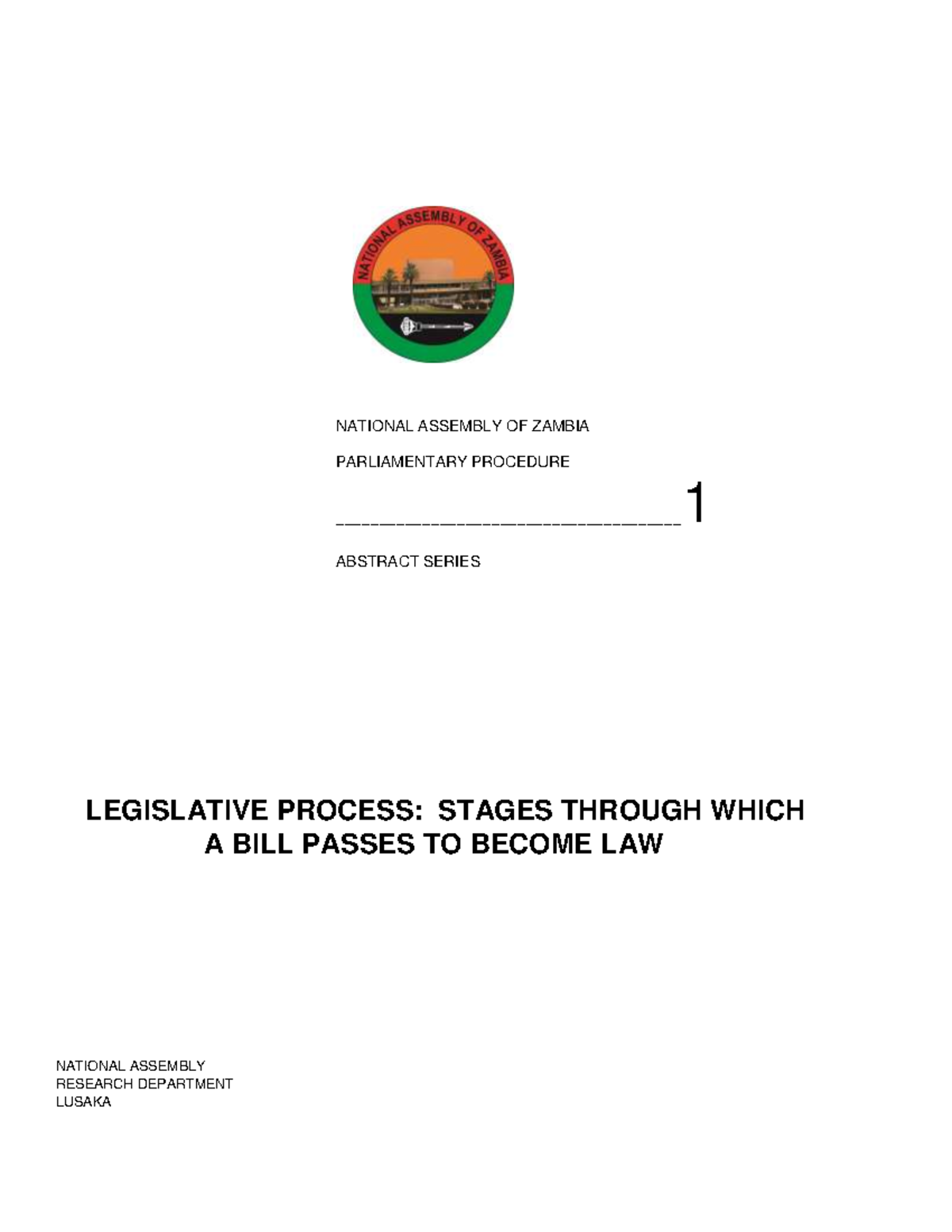 Abstract 1 Legislative Process Stages Through Which A Bill Passes To ...
