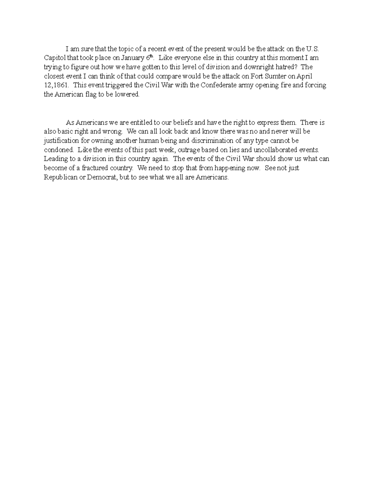 1-3 short response history - I am sure that the topic of a recent event ...